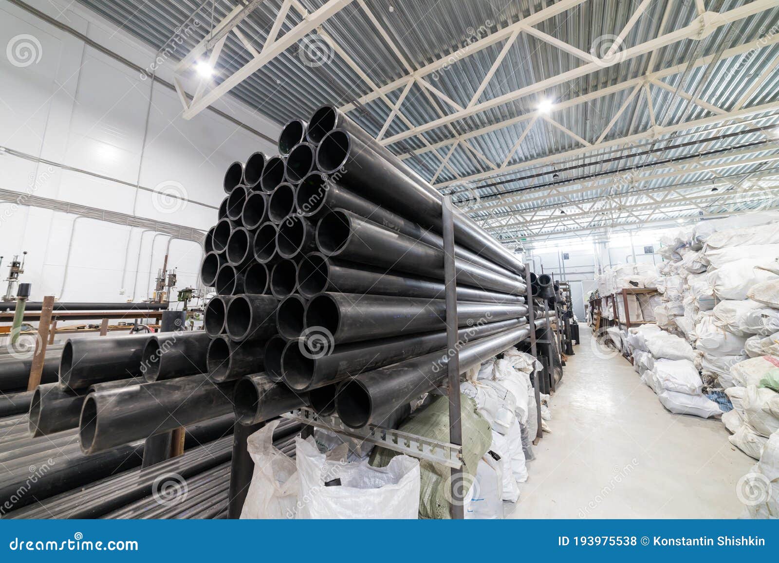 Black Plastic Tubes in the Manufacturing Centre Stock Photo - Image of ...