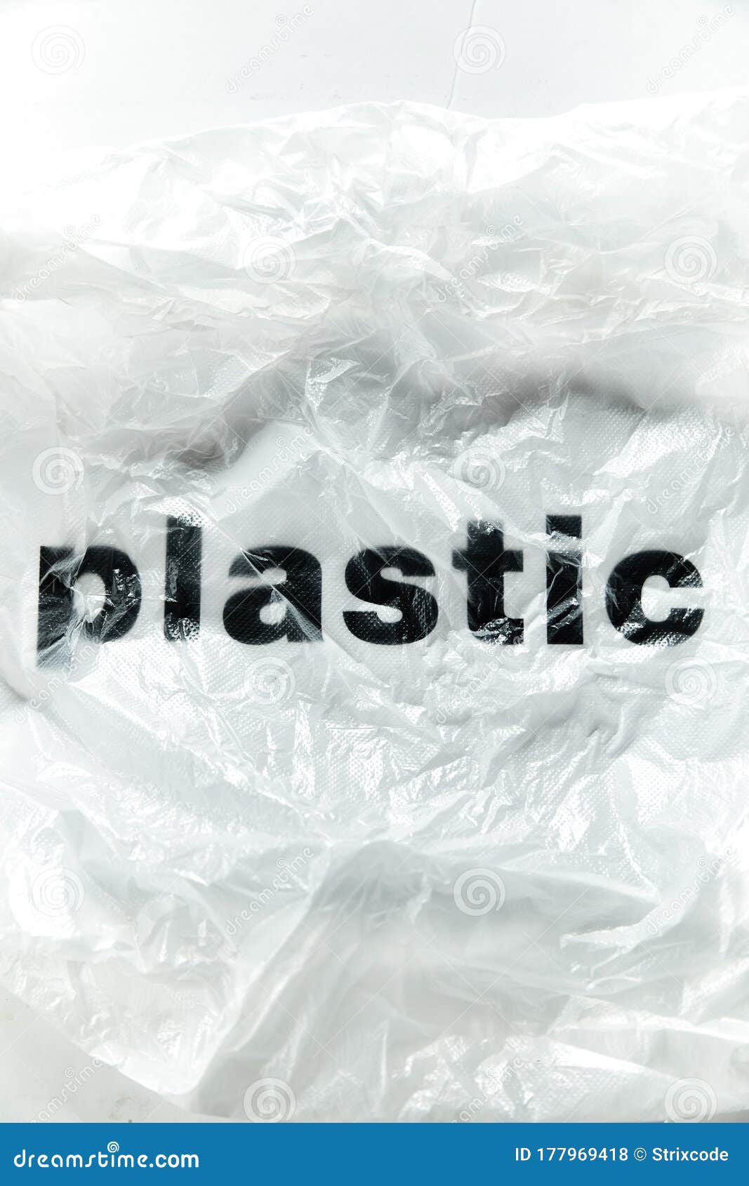 Black Plastic Word on Transparent White Disposable Plastic Bag ...