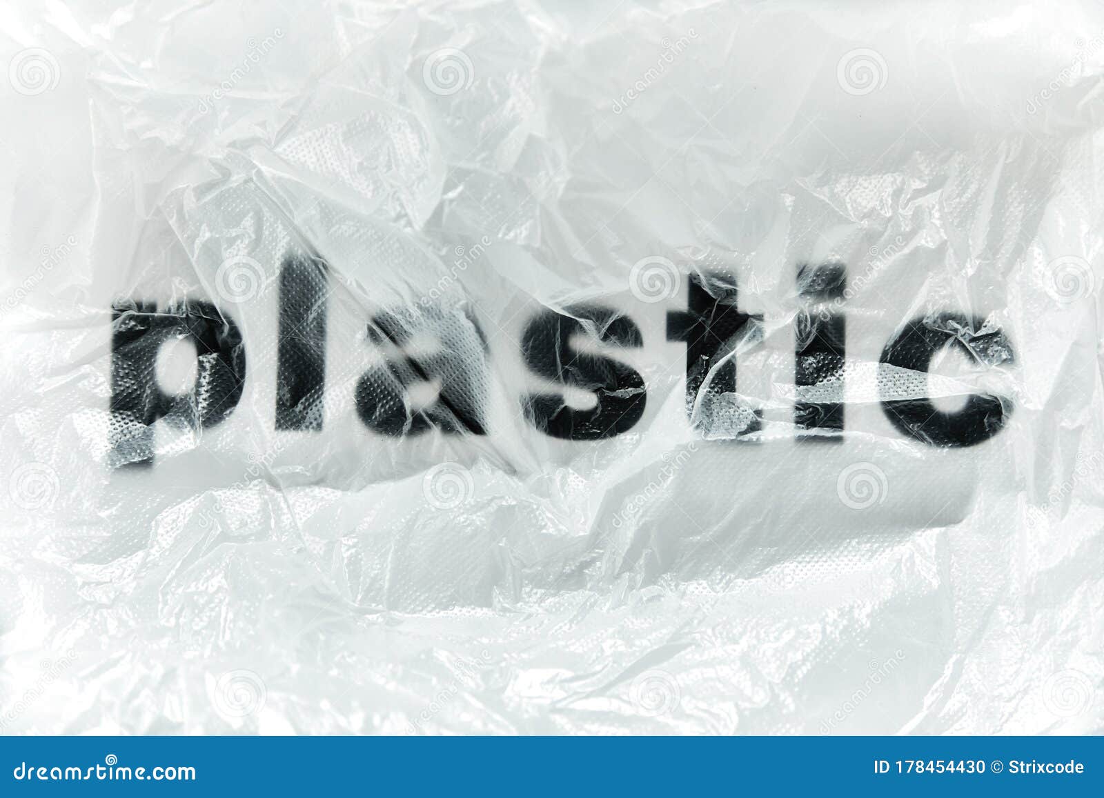 Black Plastic Word on Transparent White Disposable Plastic Bag ...