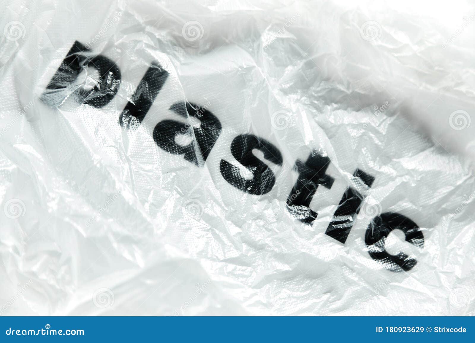 Black Plastic Word on Transparent White Disposable Plastic Bag ...