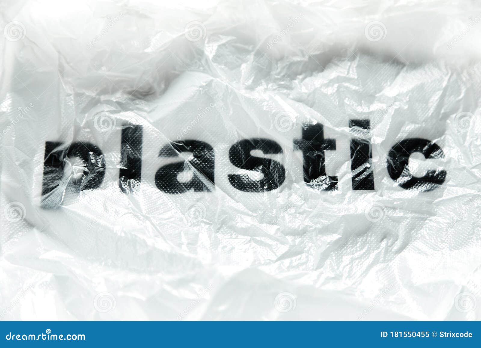 Black Plastic Word on Transparent White Disposable Plastic Bag ...