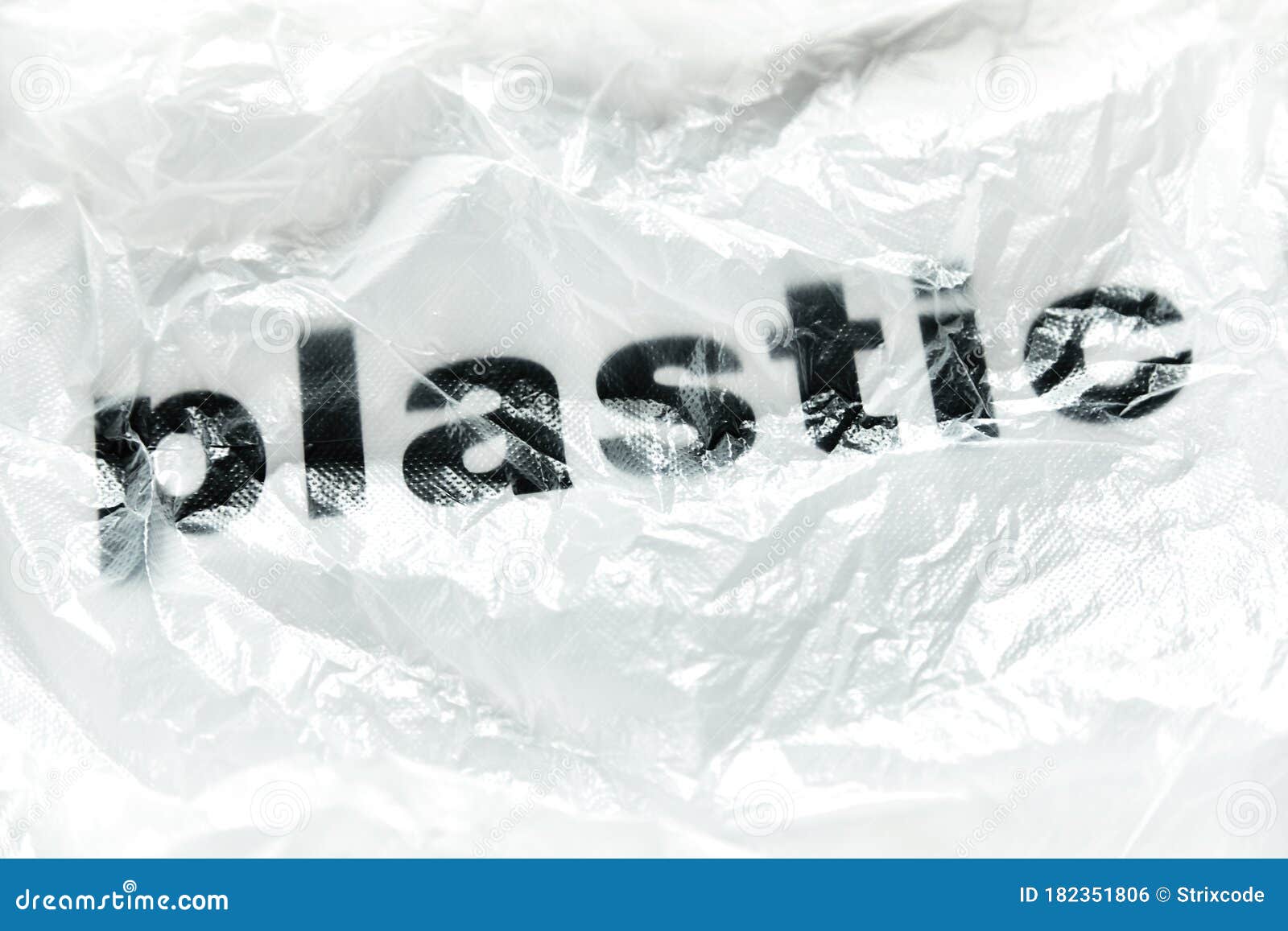 Black Plastic Word on Transparent White Disposable Plastic Bag ...