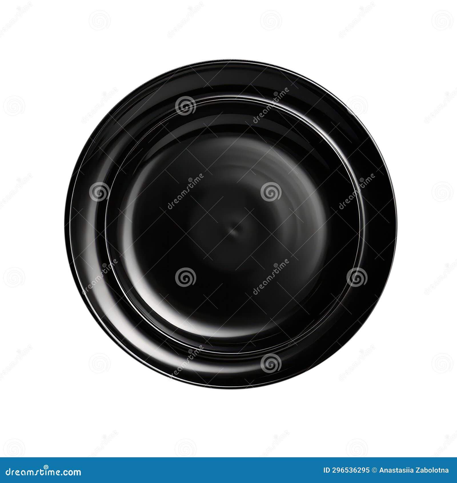 Black Plate Directly Above View on Isolated White Background Stock ...