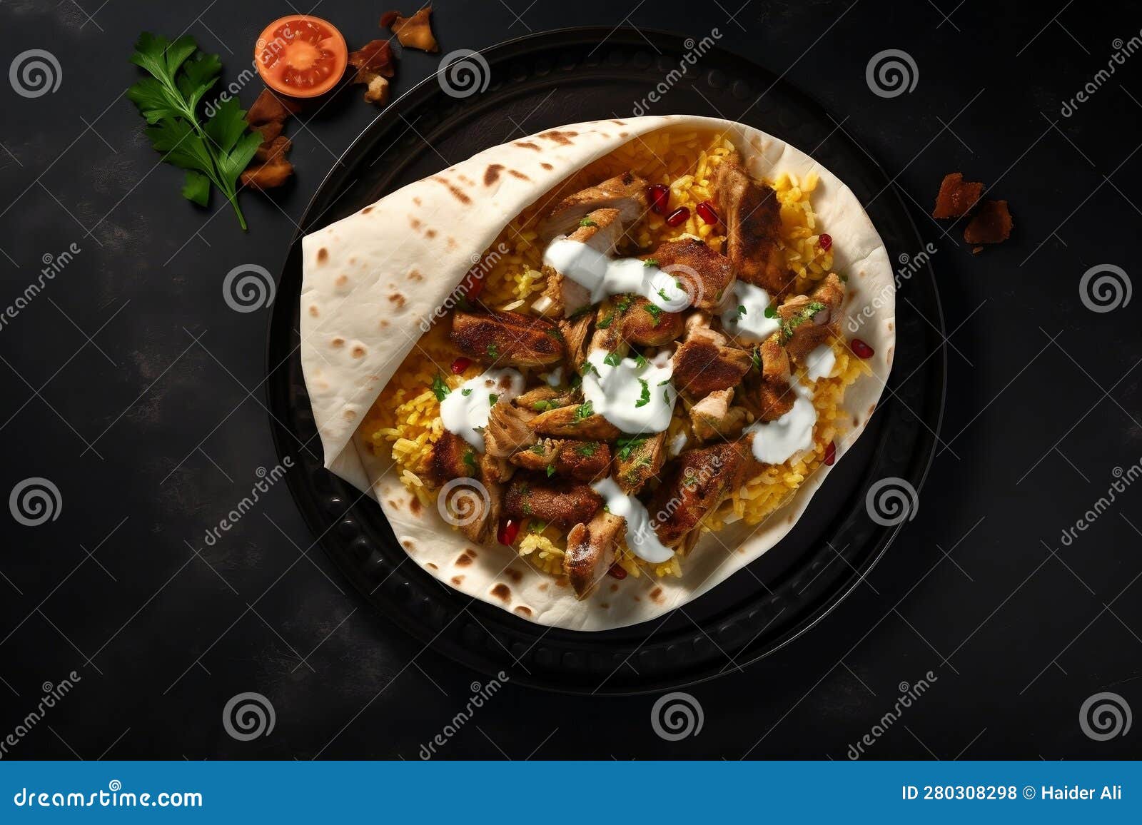 Black Plate Shawarma, Top View Mockup. Generative AI Stock Illustration ...