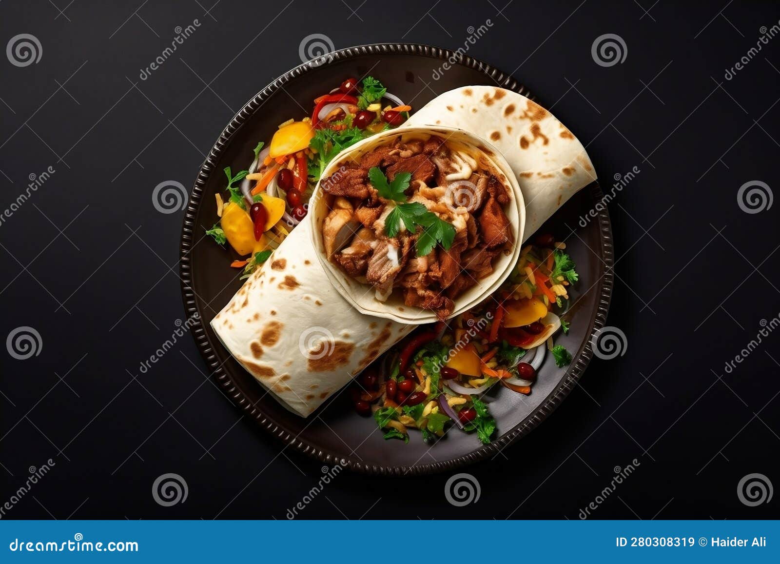 Black Plate Shawarma, Top View Mockup. Generative AI Stock Illustration ...
