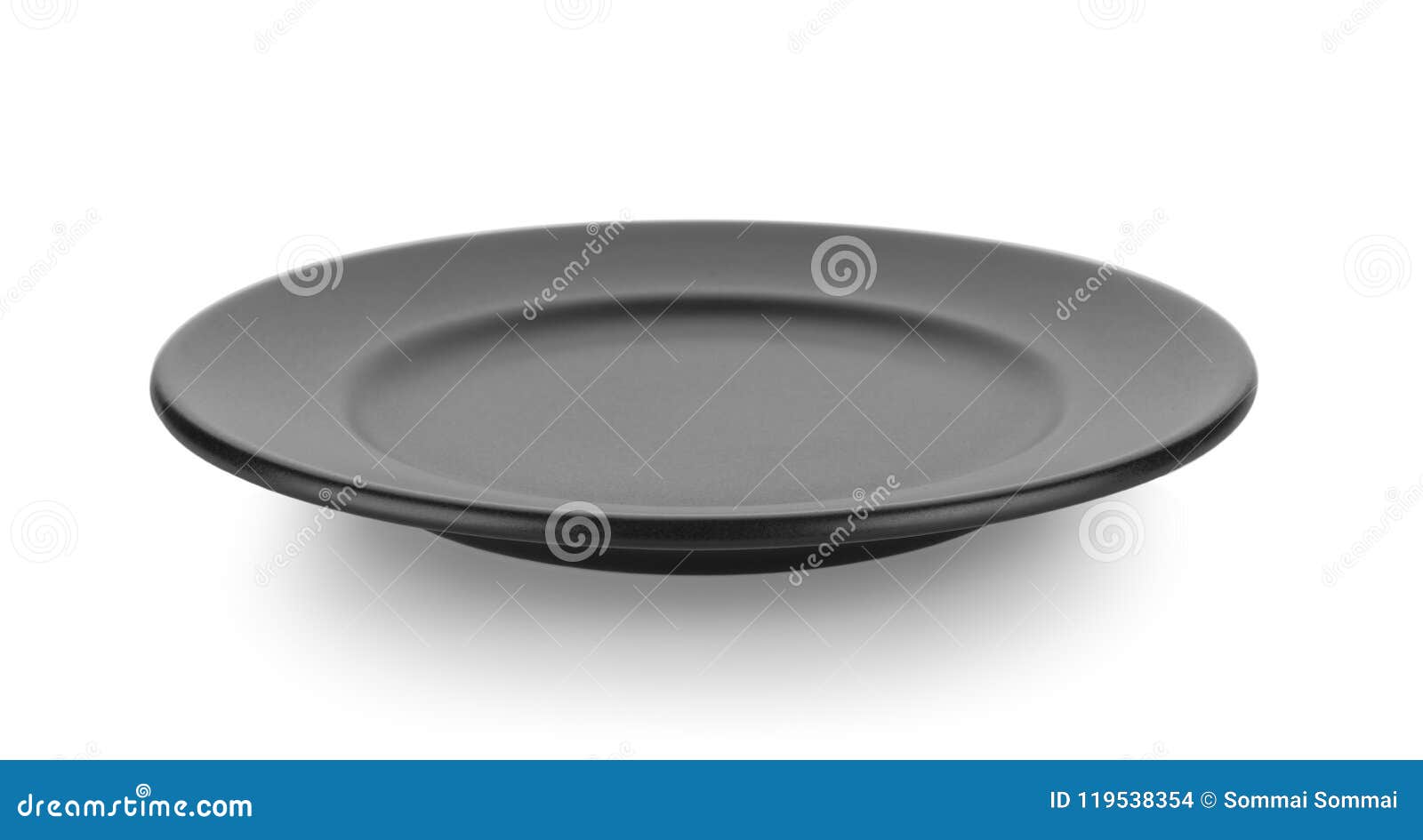 Empty Black Plate on White Background Stock Photo - Image of dishware ...