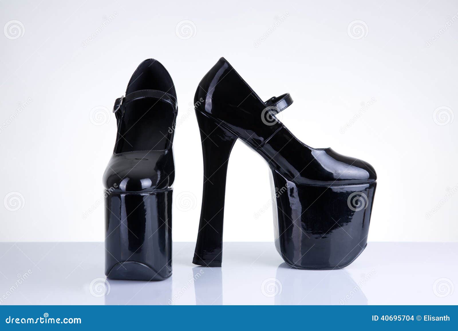 Black Platform High Heel Shoes Stock Photo - Image of object, fashion ...