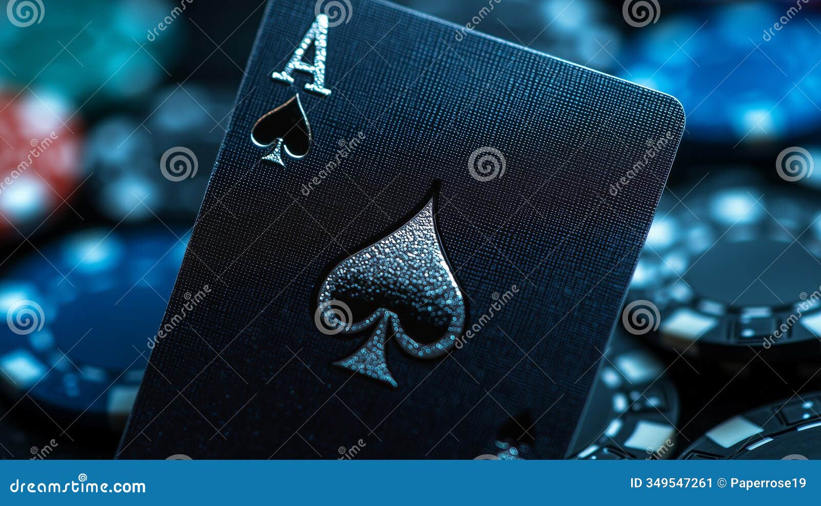 A Black Playing Ace Card with Silver Letters Stock Image - Image of ...