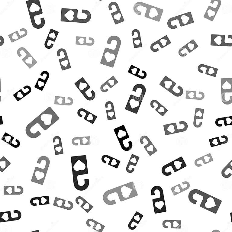 Black Please Do Not Disturb With Heart Icon Isolated Seamless Pattern