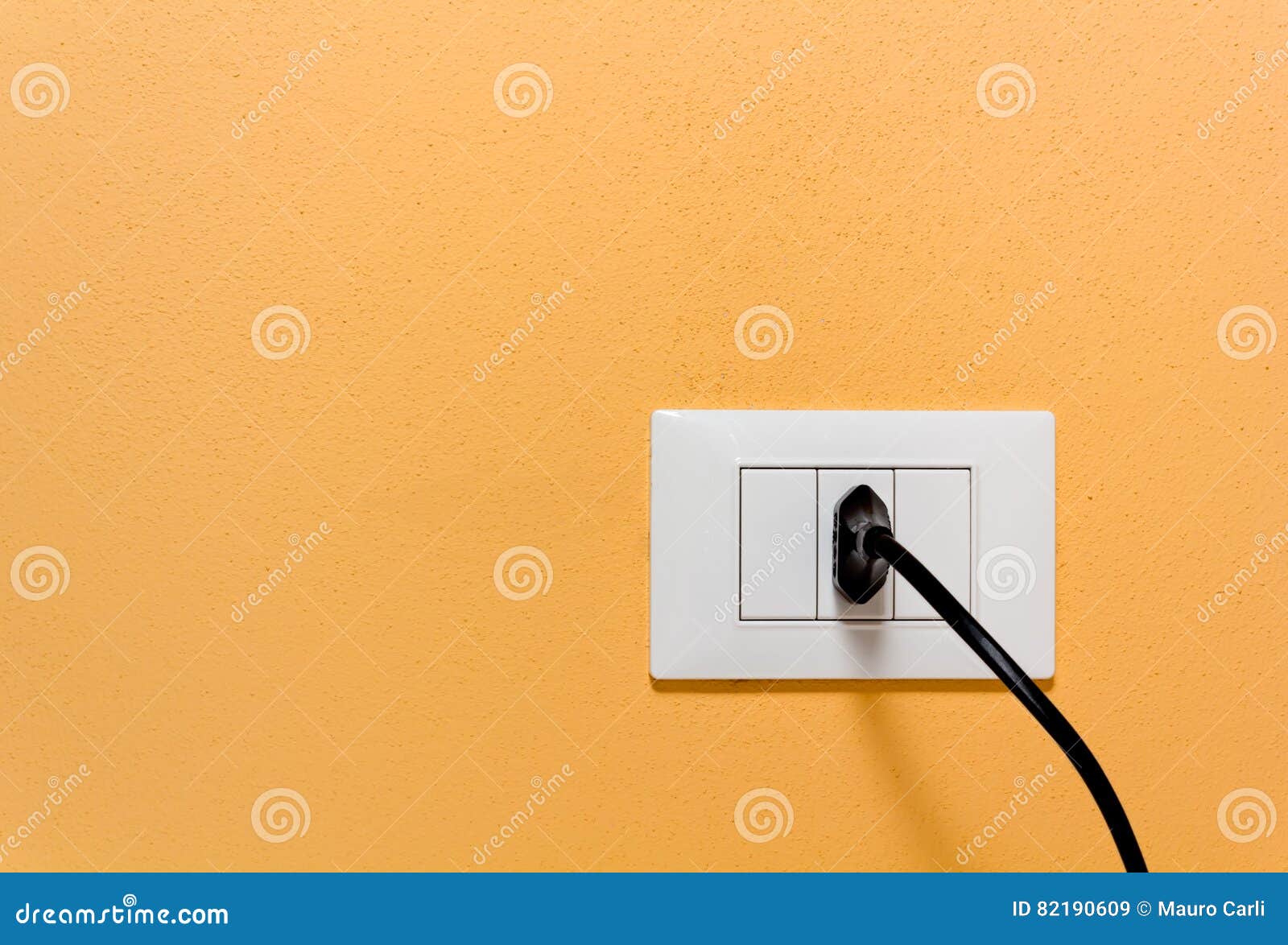 Socket Orange Boxes With Wires In A Wall. Cabling Installation Of ...