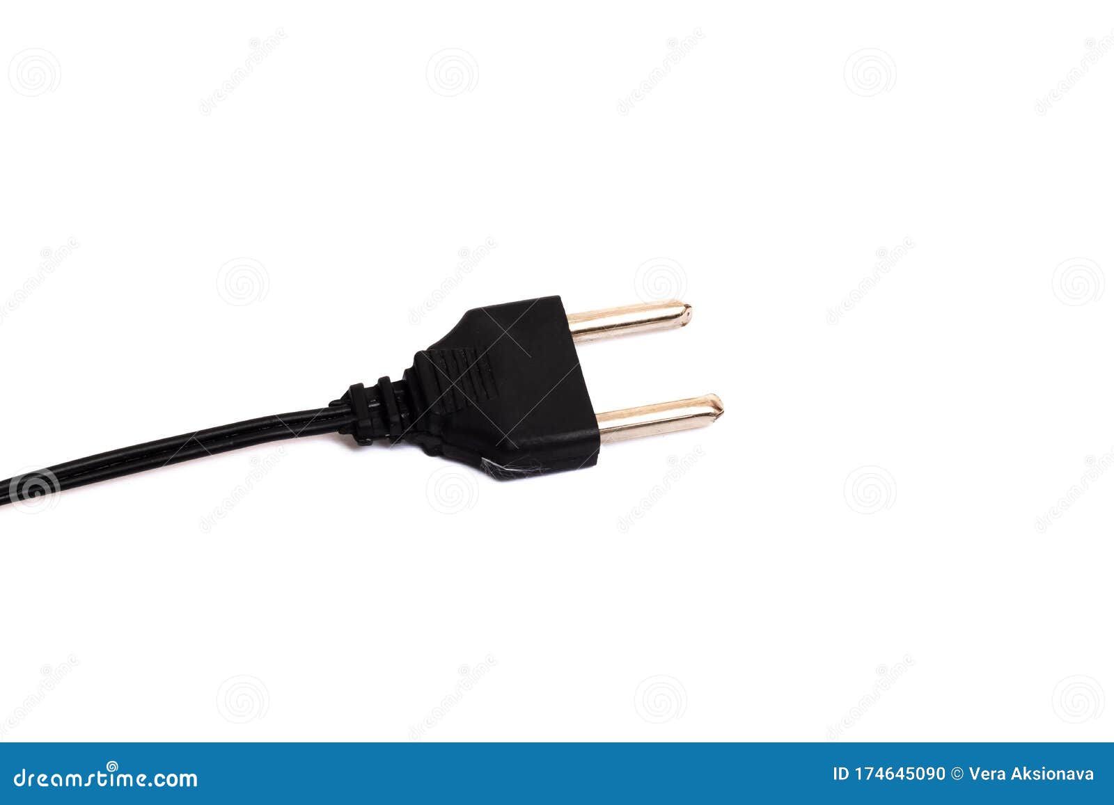 Black Plug and Wire Isolated on White Background Stock Photo - Image of ...