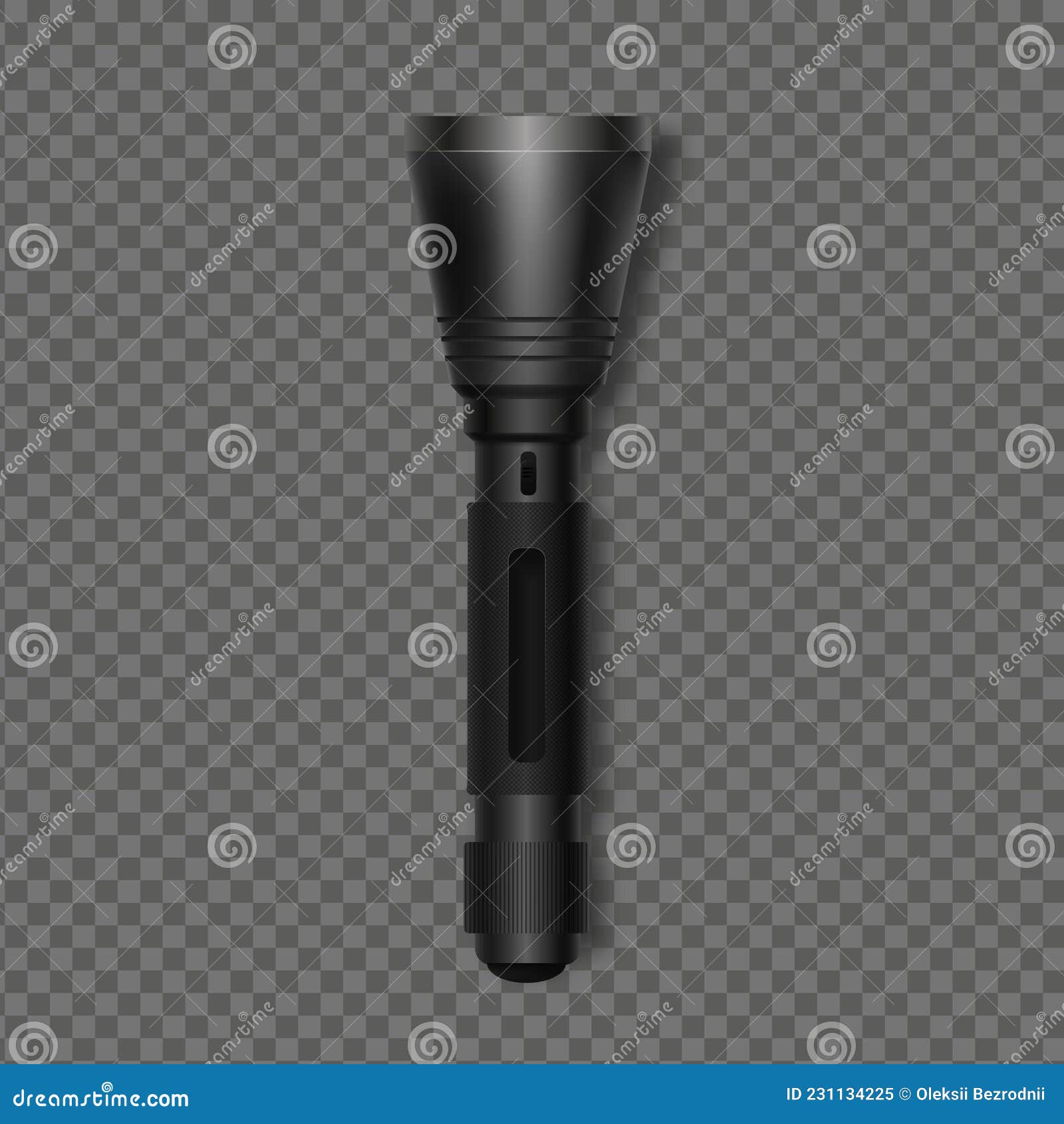 Black Pocket Flashlight Template. Modern Device for Lighting and ...