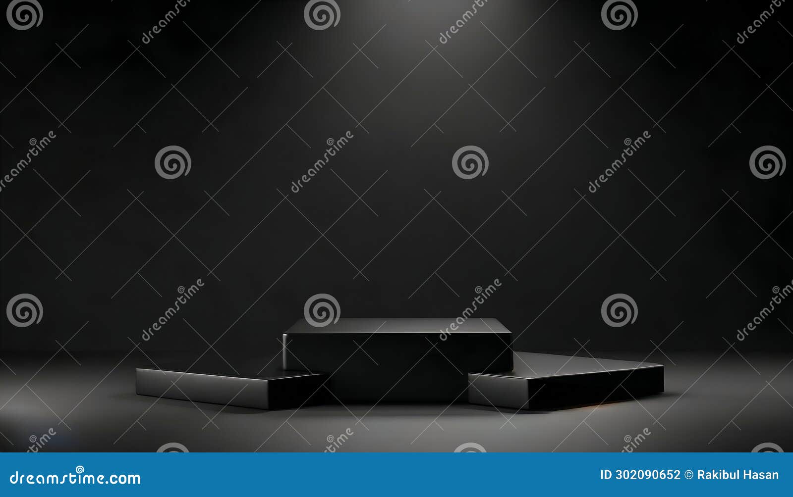 3 Black Podiums with Black Background. Stock Illustration ...