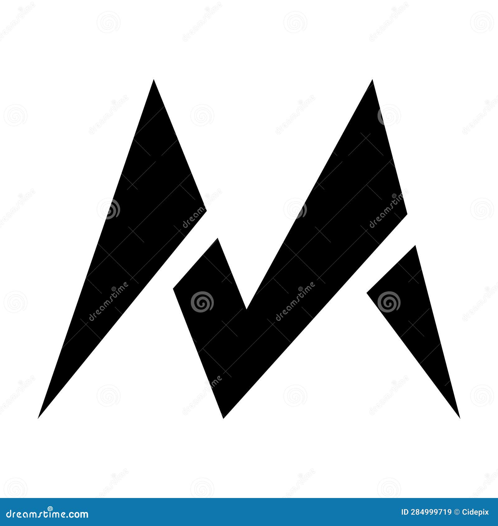Black Pointy Tipped Letter M Icon Stock Vector - Illustration of shape ...