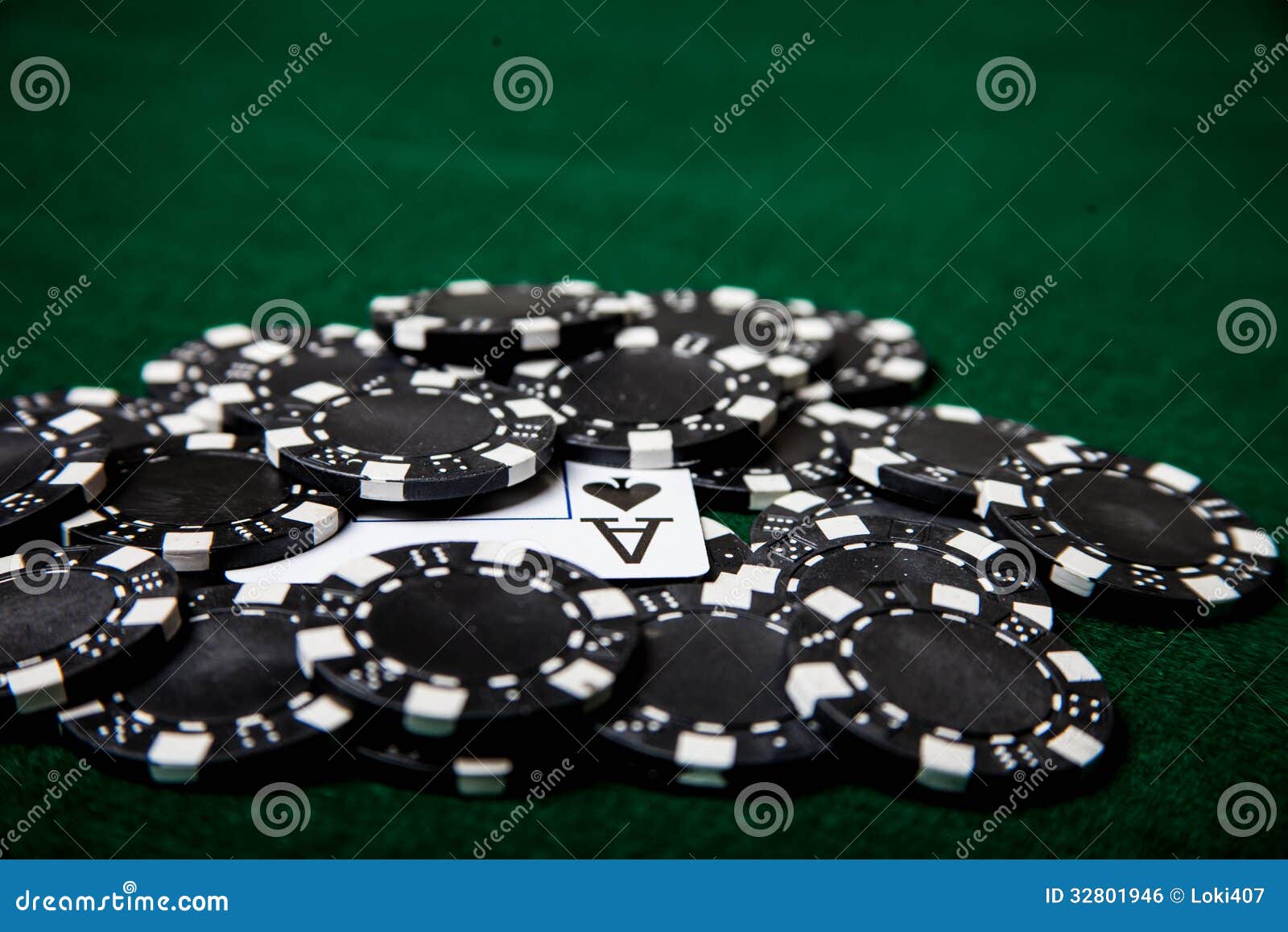 Black Poker Chip Pile with Ace of Spades Stock Photo - Image of stack ...