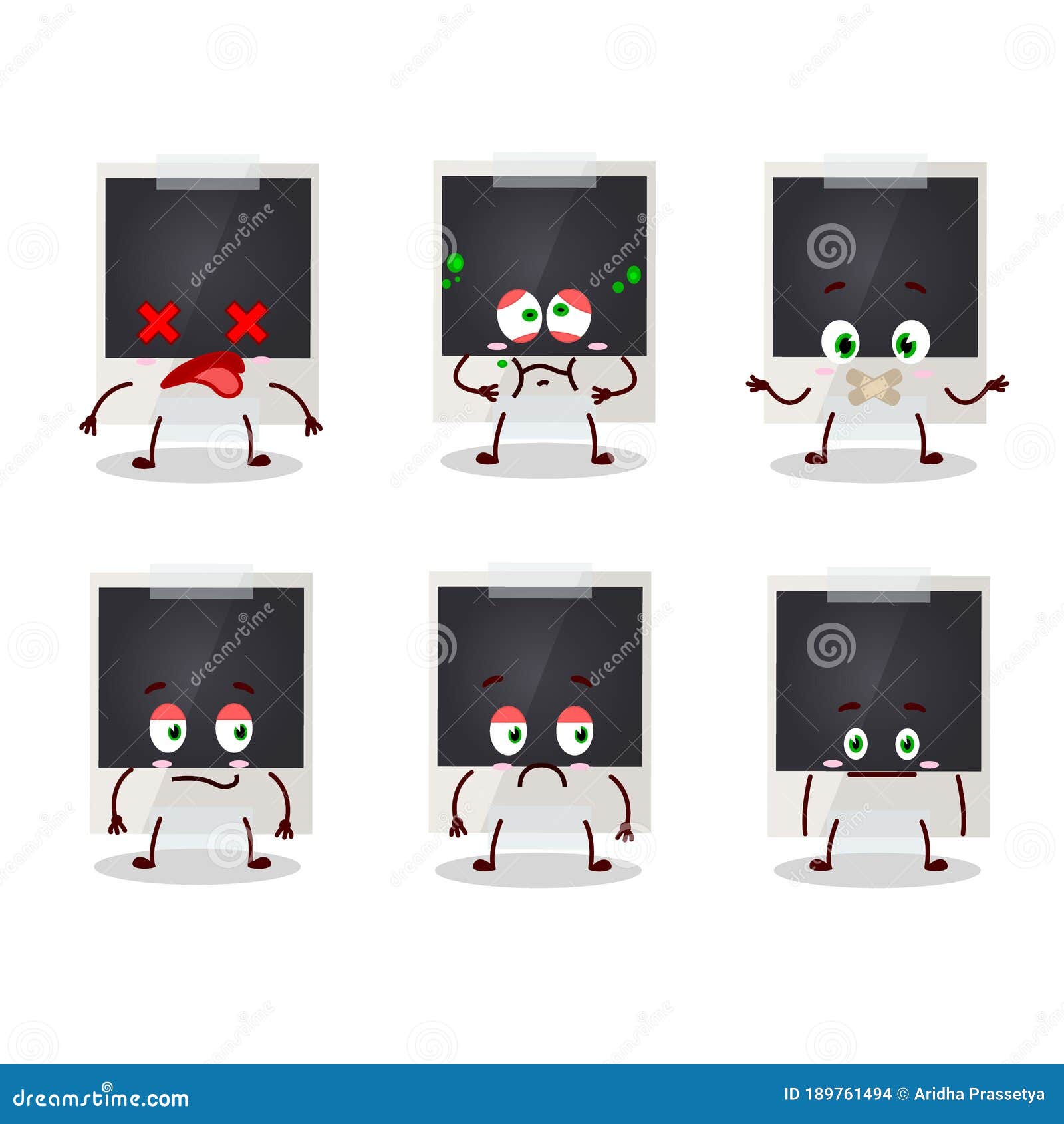 Black Polaroid Cartoon Character with Nope Expression Stock Vector ...