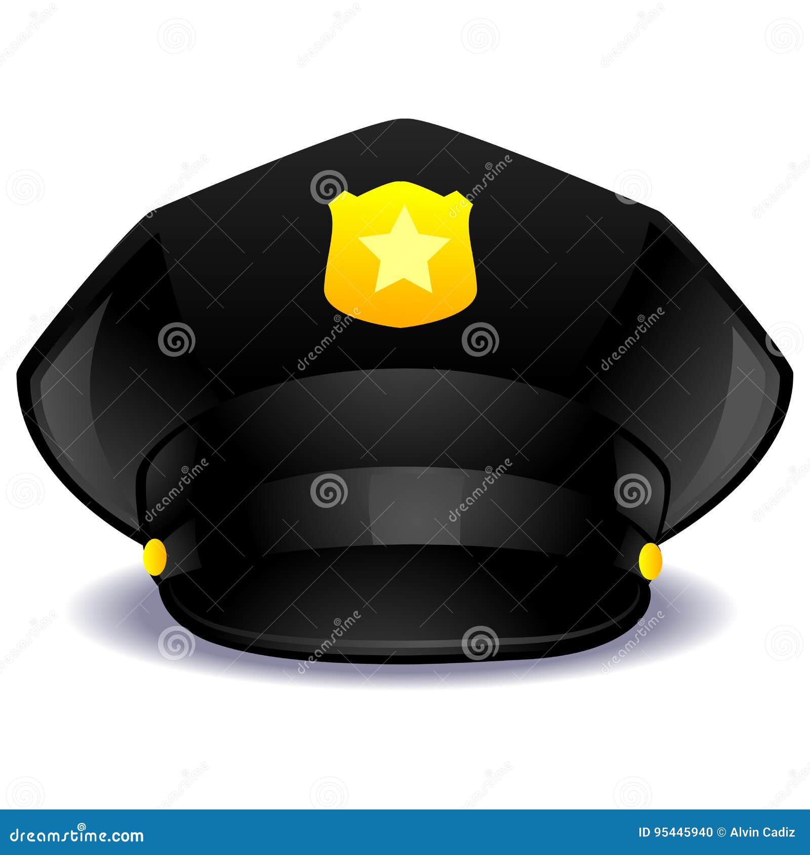 Black Police Cap stock vector. Illustration of policeman - 95445940
