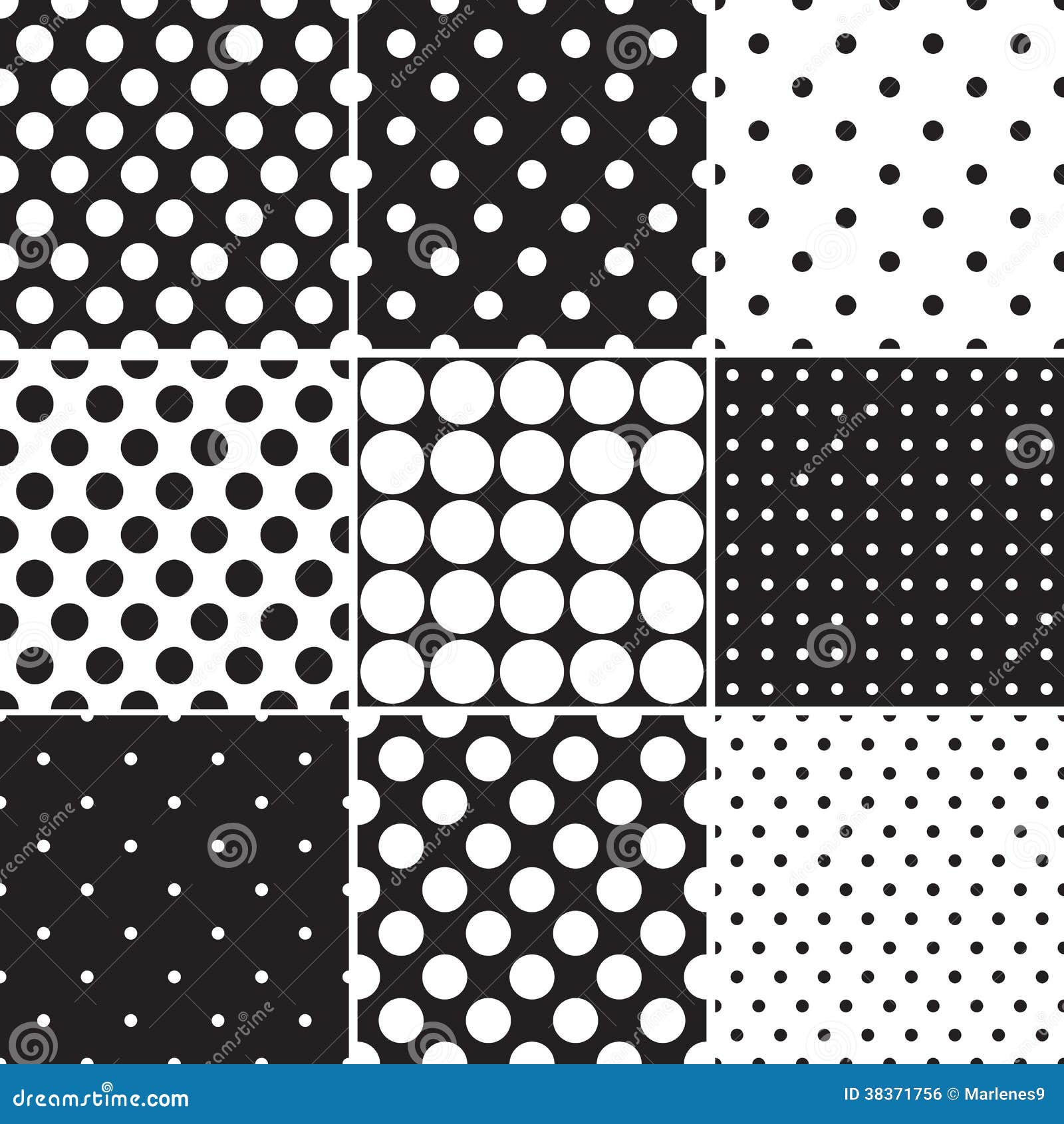 Black Polka Dot Seamless Patterns Stock Vector - Illustration of circle ...