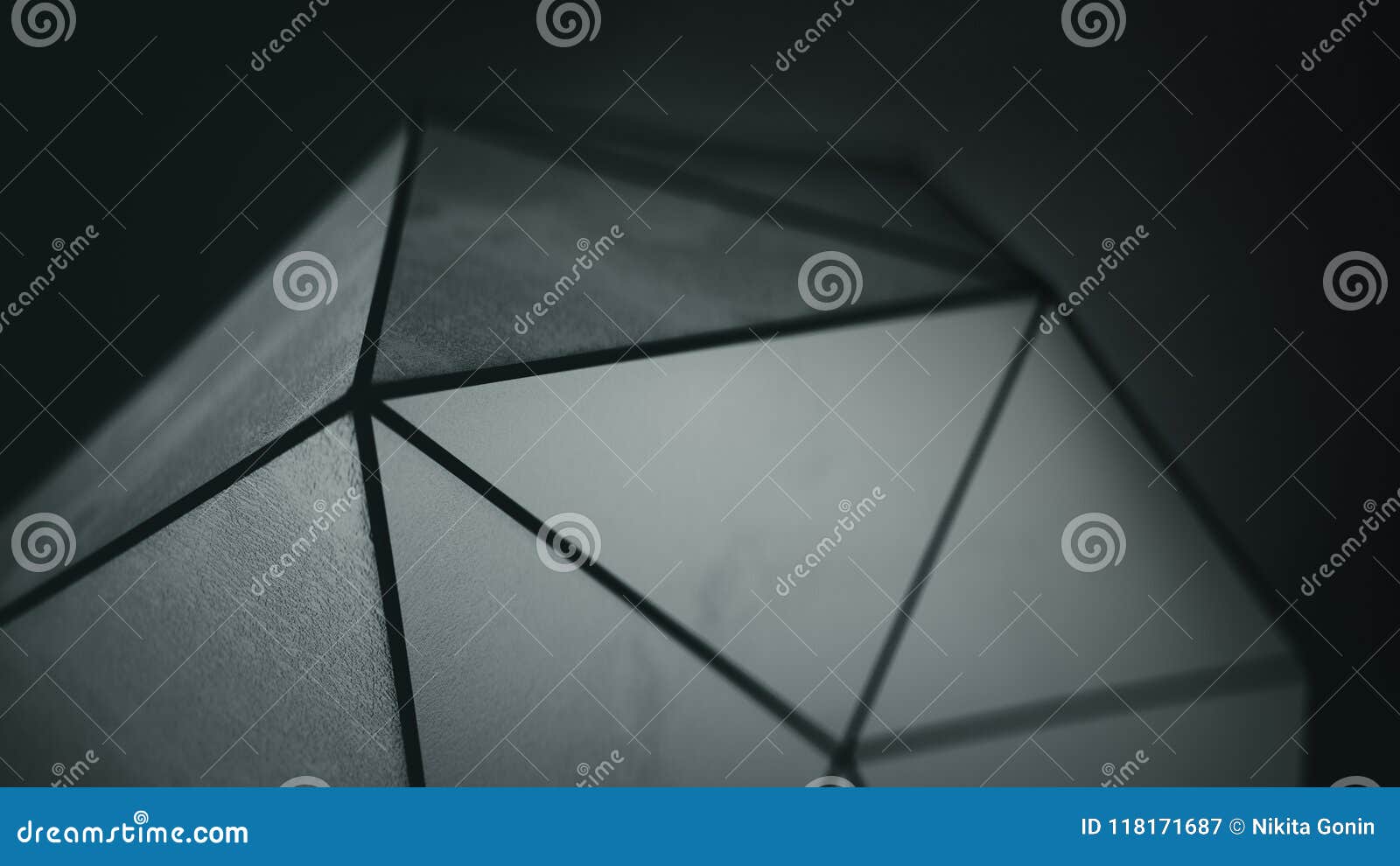 Black Polygonal Shape with Grunge Surface 3D Render Stock Illustration ...