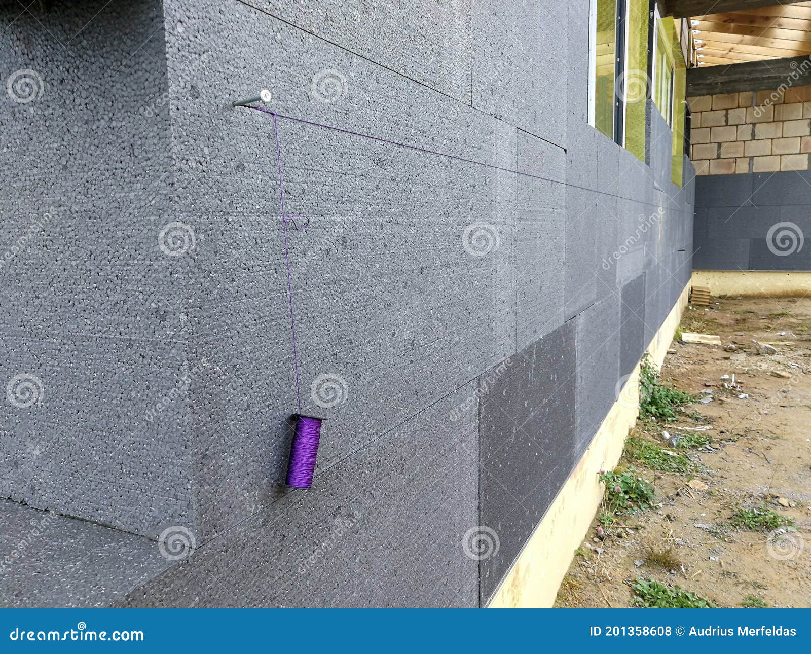 Black Polystyrene Foamboard on the House Wall Stock Photo - Image of ...