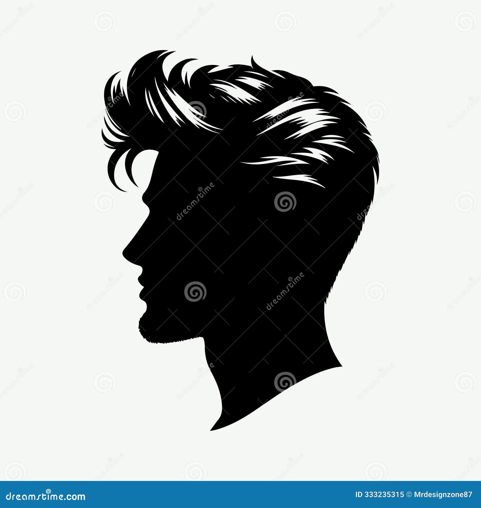 Black Pompadour Hairstyle Silhouette Vector Illustration, With A White ...