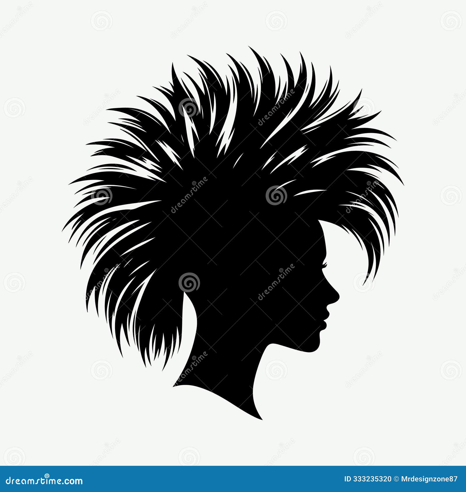 Black Pompadour Hairstyle Silhouette Vector Illustration, With A White ...