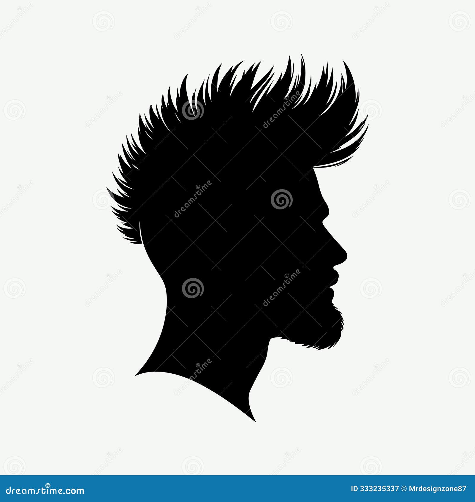 Black Pompadour Hairstyle Silhouette Vector Illustration, With A White ...