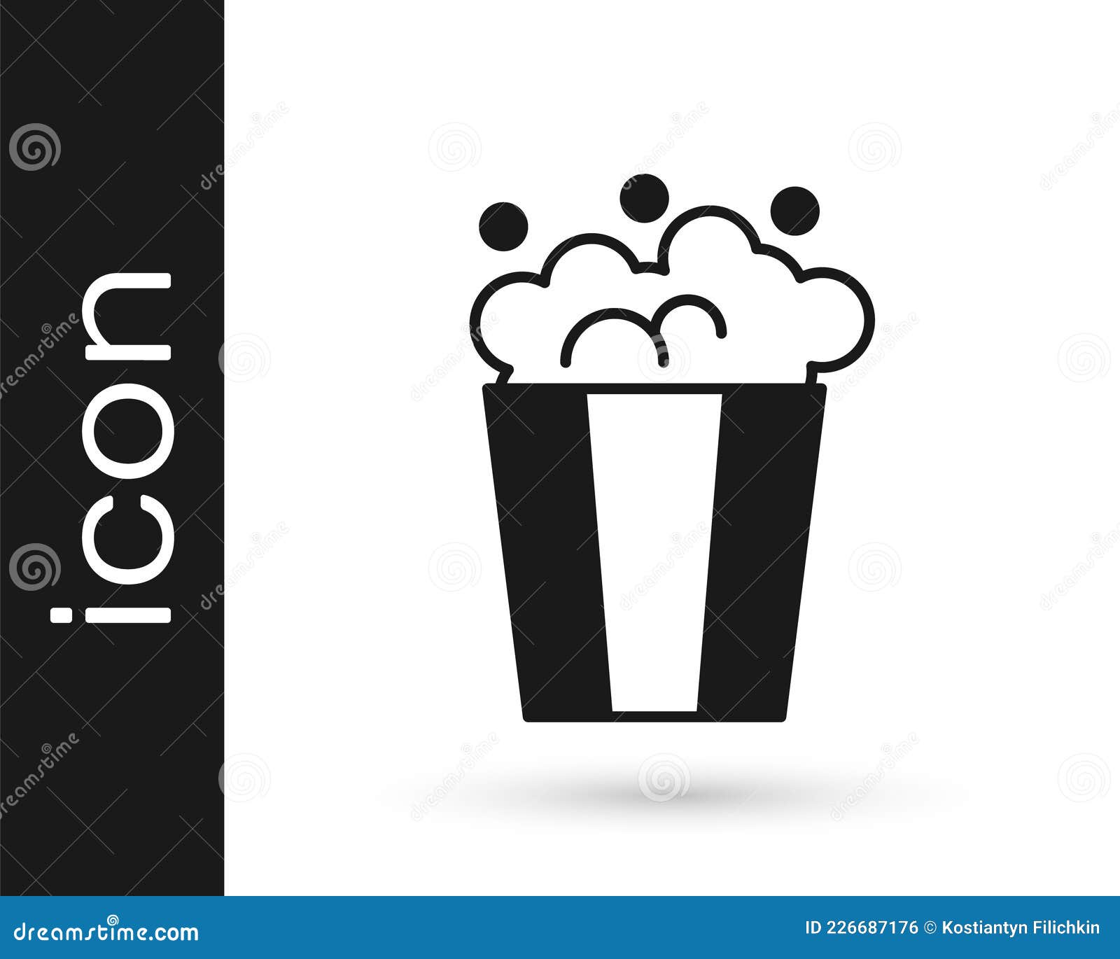 Black Popcorn In Cardboard Box Icon Isolated On White Background ...