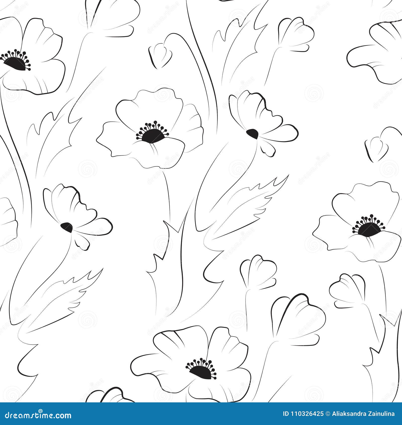 Black Poppy Flower Outline.Vector Illustration For Icon,sticker ...