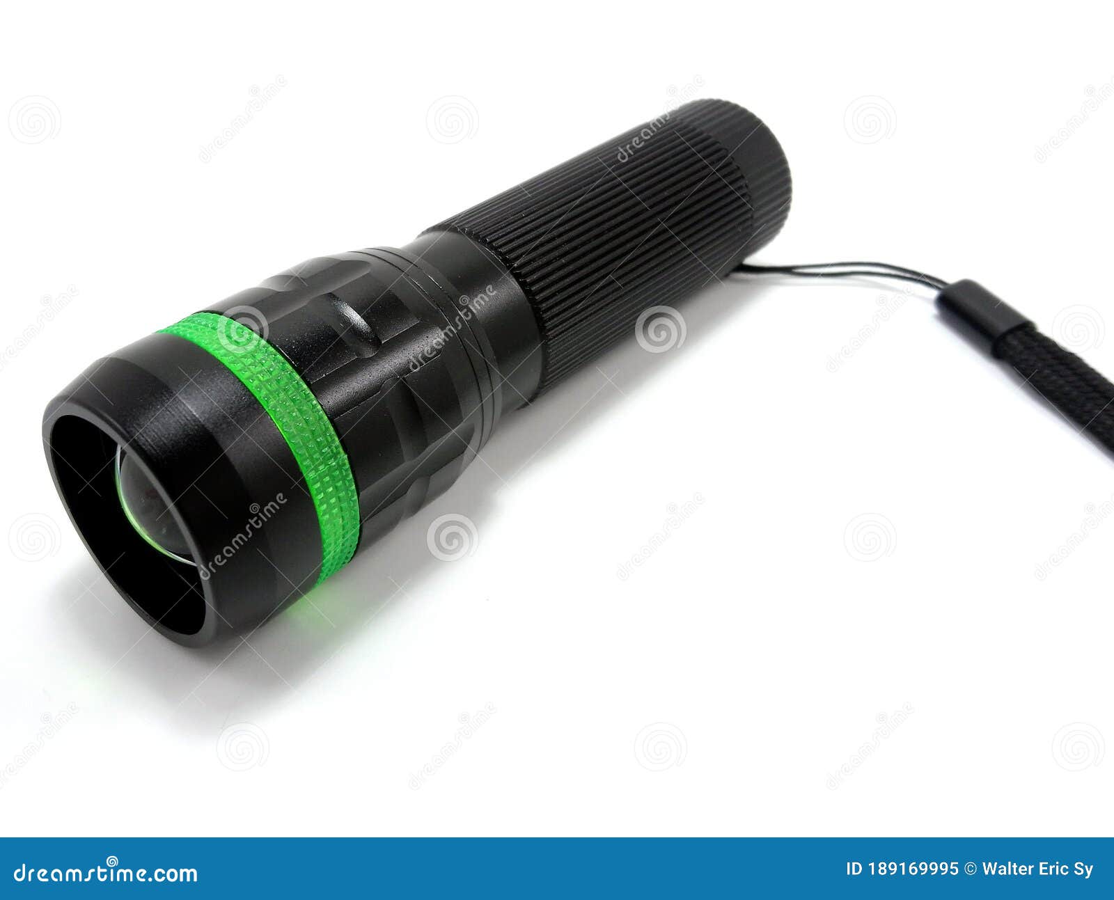 Black Portable Light Emitting Diode Flashlight Stock Image - Image of ...
