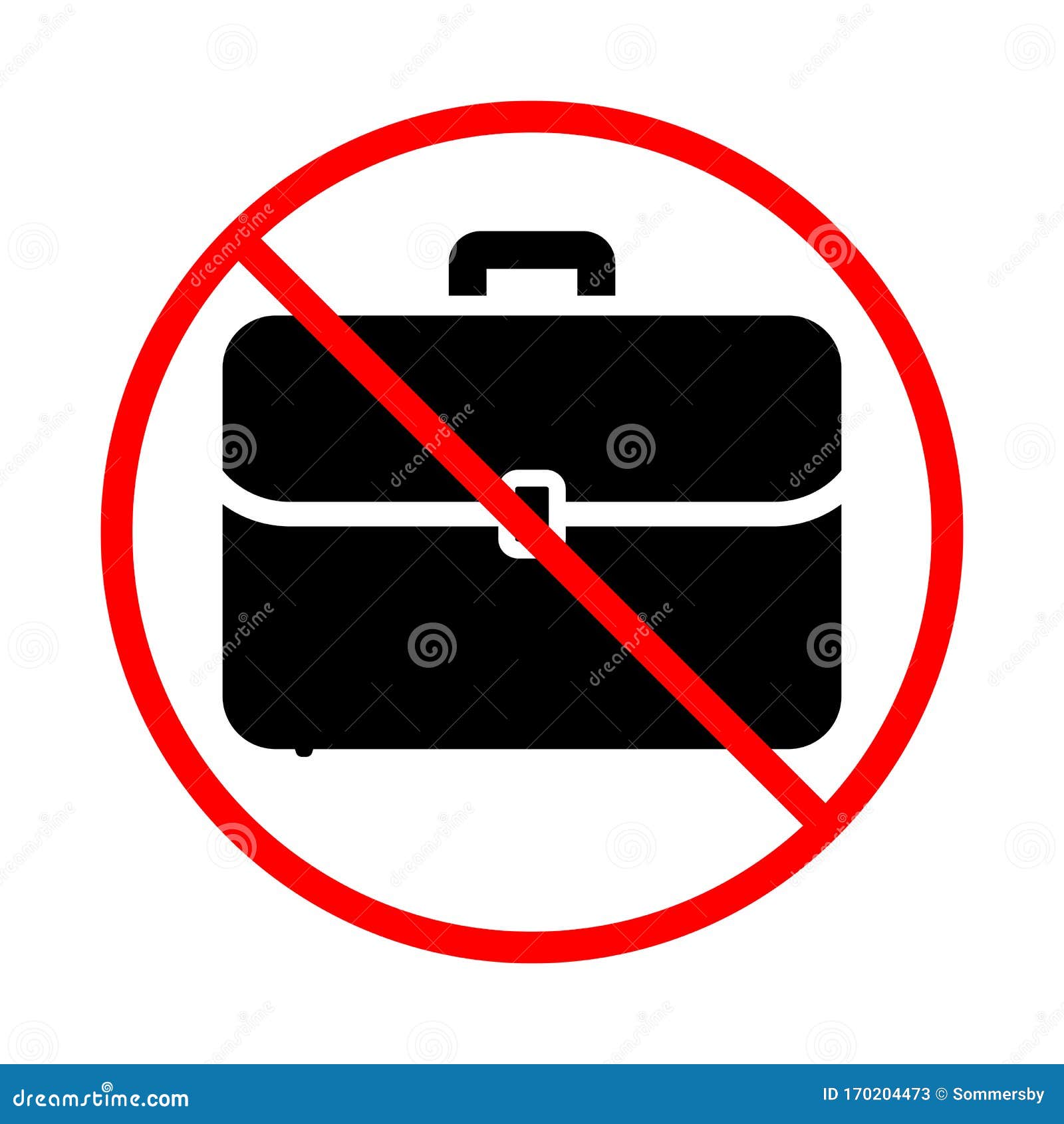 Black Portfolio Case is Crossed Out with Red STOP Sign Stock Vector ...