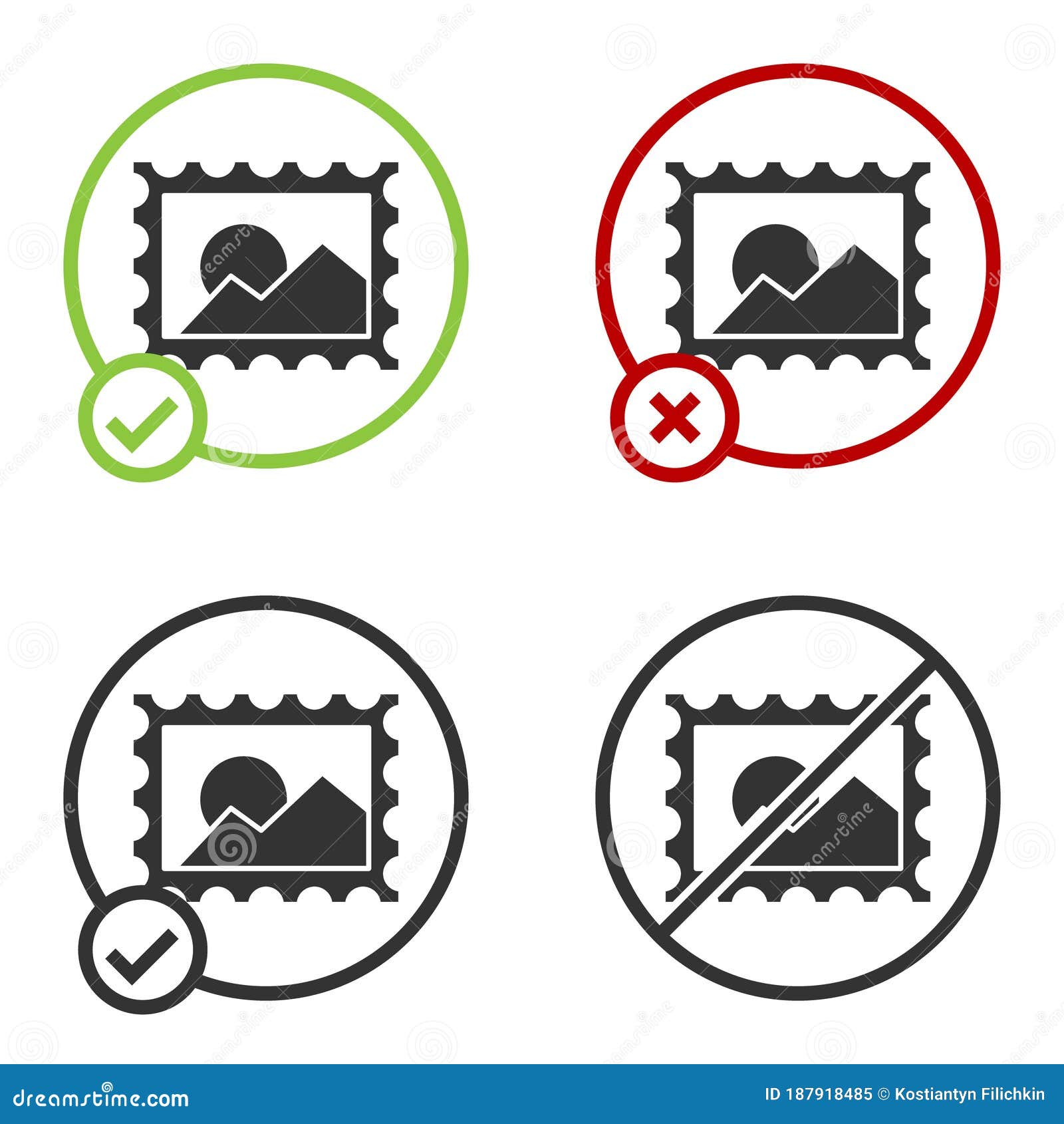 Black Postal Stamp Icon Isolated on White Background. Circle Button ...