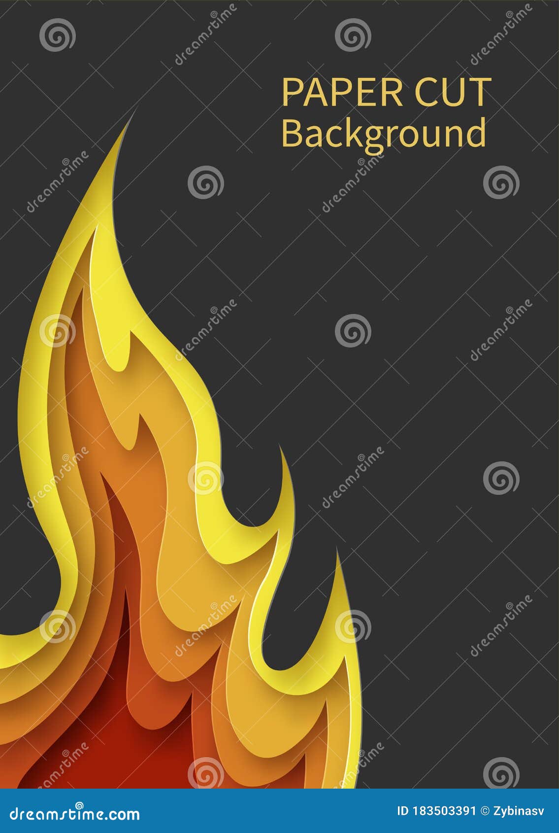 Black Poster with Fire. Layered Design in Paper Style. Place for Text ...