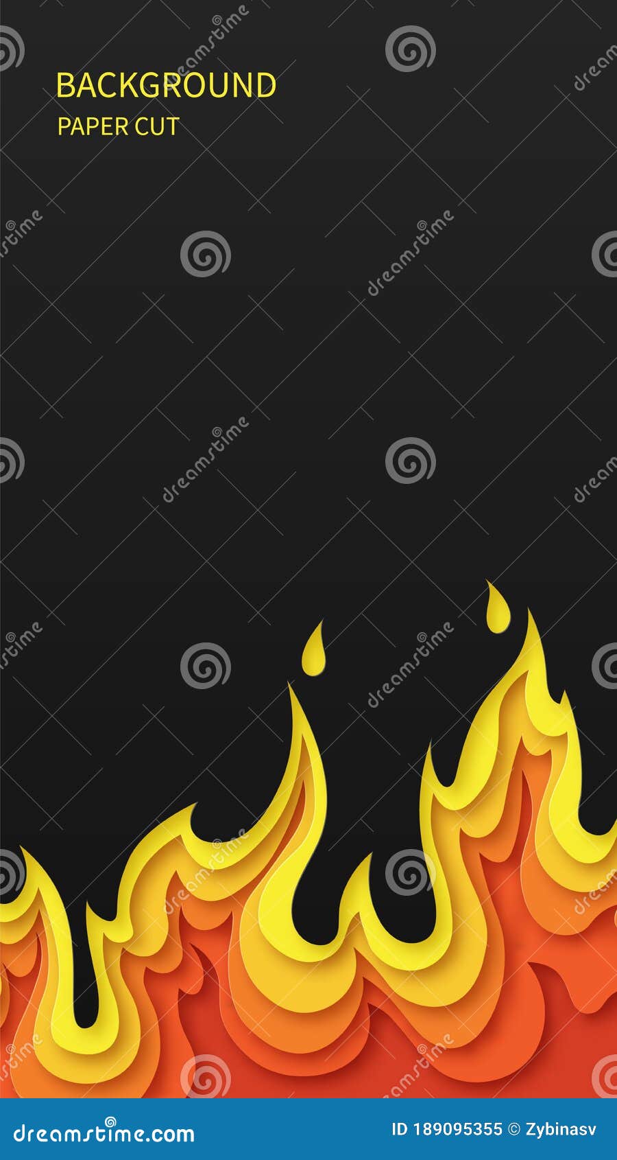 Black Poster with Fire. Layered Design in Paper Style. Place for Text ...