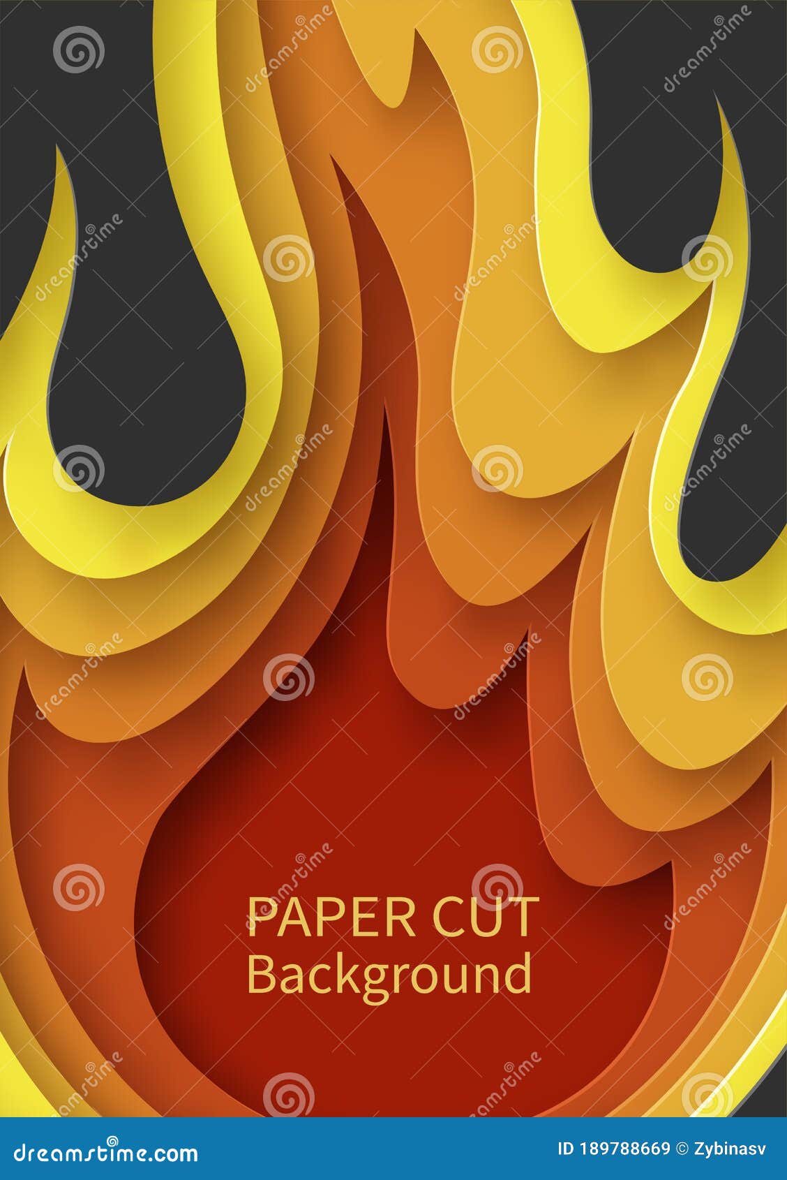 Black Poster with Fire. Layered Design in Paper Style. Place for Text ...