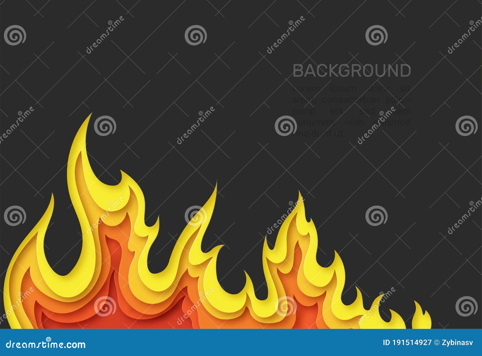 Black Poster with Fire. Layered Design in Paper Style. Place for Text ...