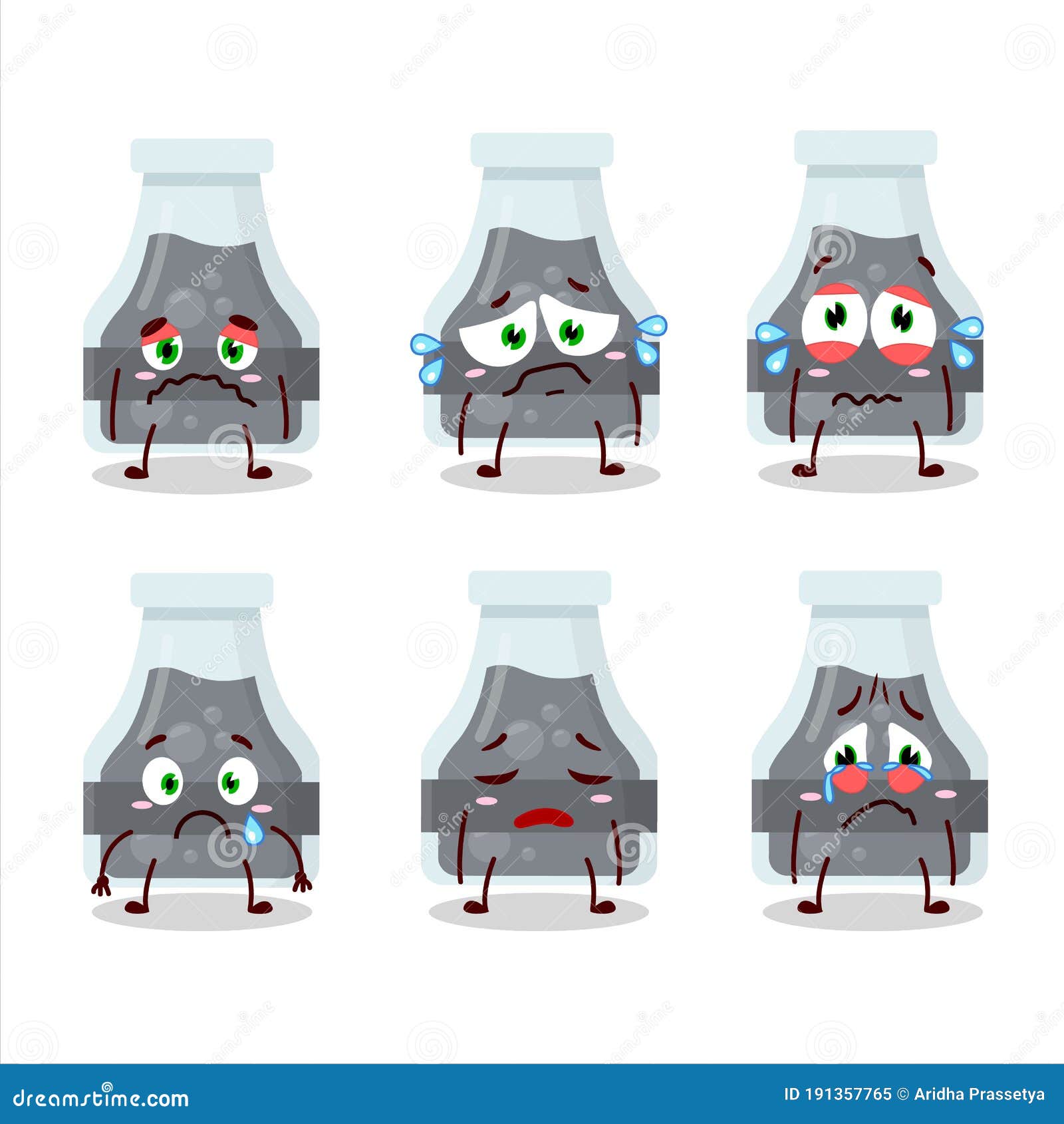 Black Potion Cartoon Character with Sad Expression Stock Vector ...