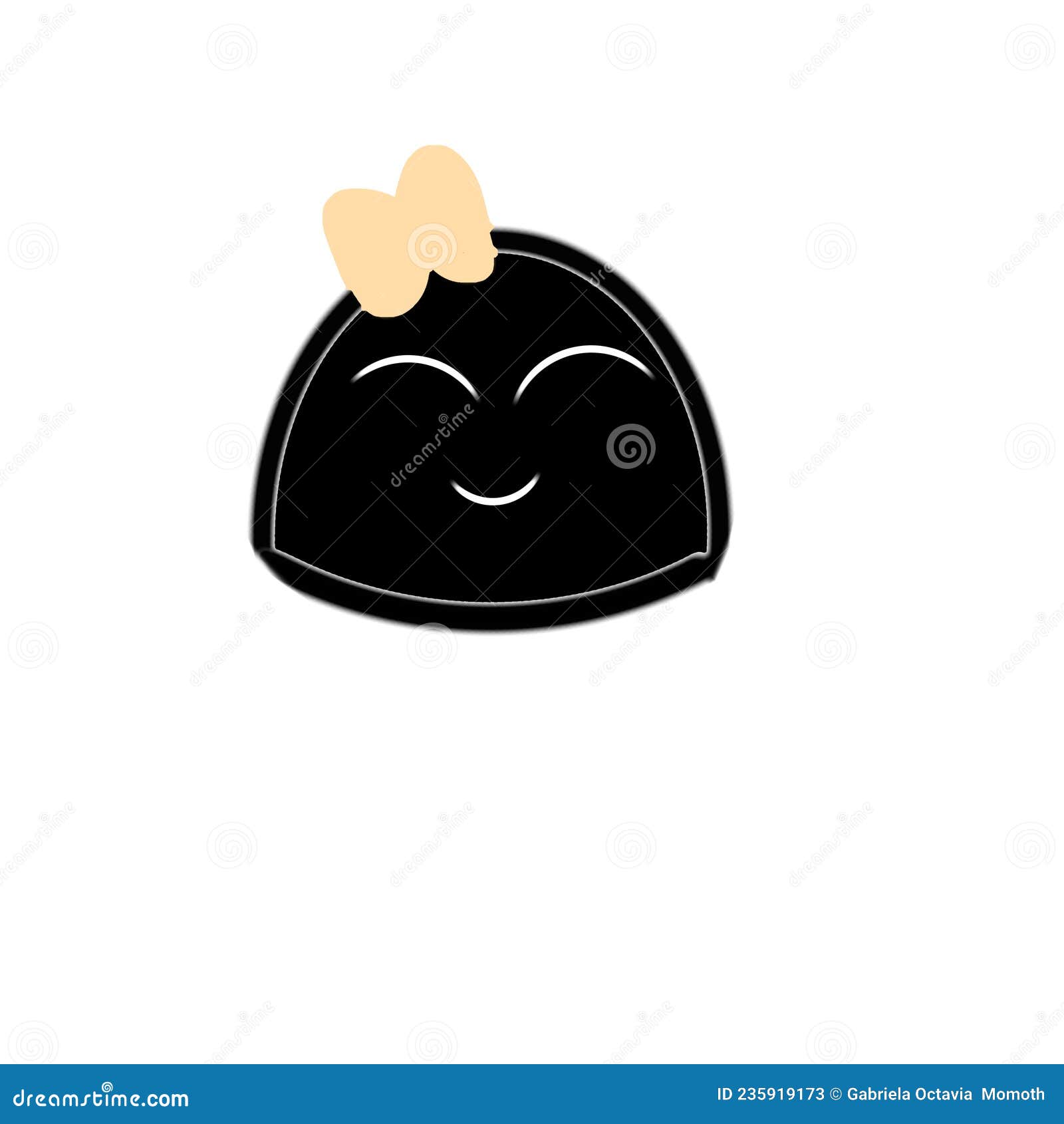 Black Pou Smiling Picture with Ribbon Stock Illustration - Illustration ...