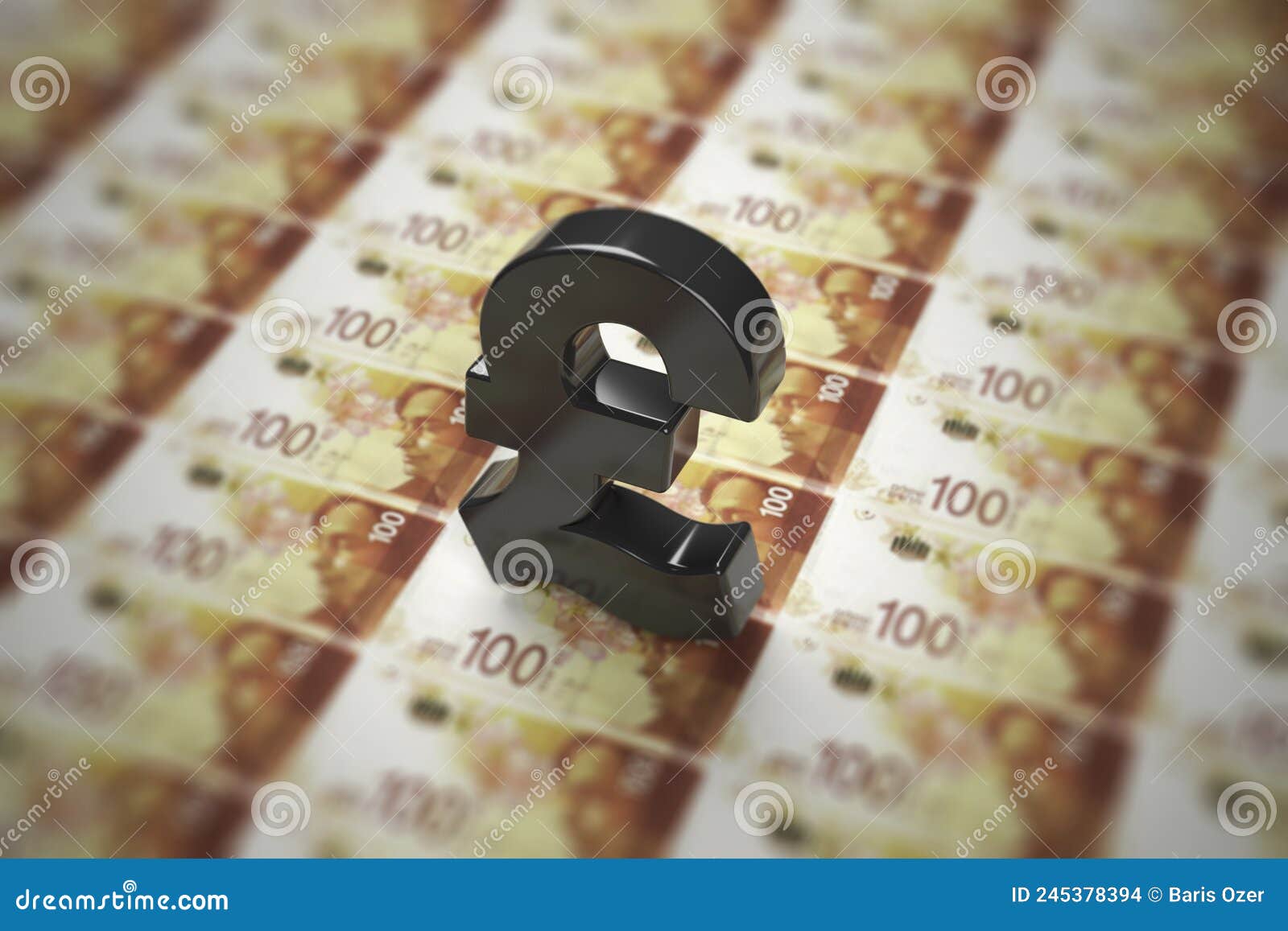 Black Pound Sign on 100 Shekel Banknotes. Stock Illustration ...