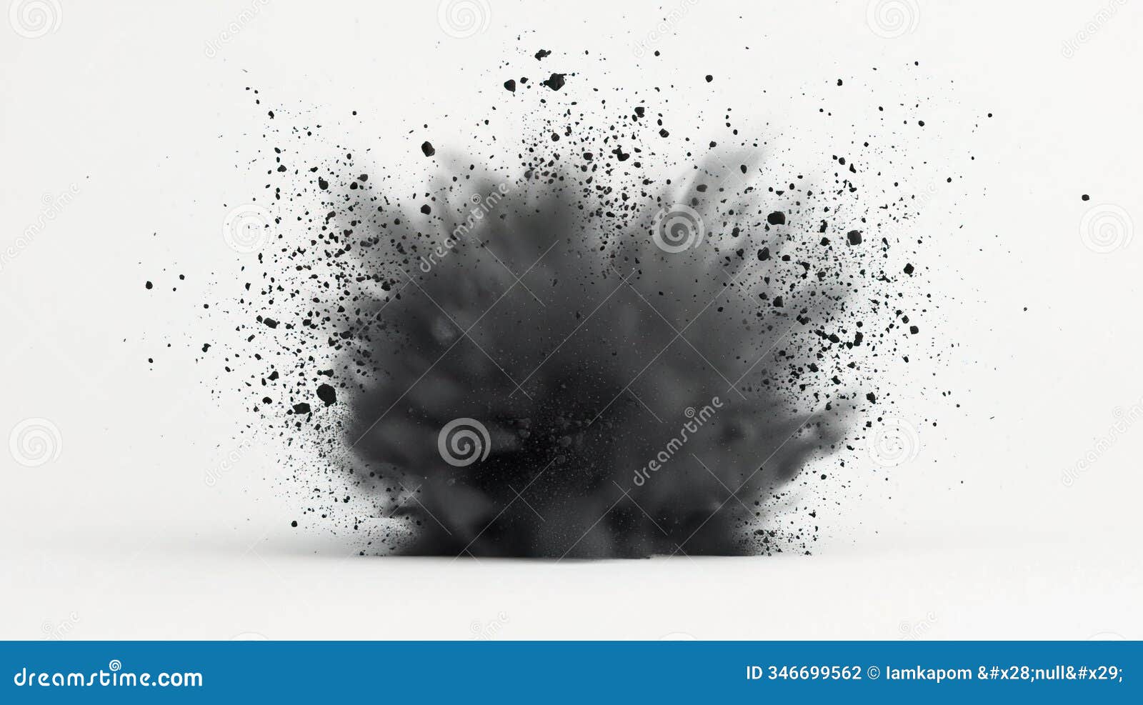 Black Powder Explosion with Charcoal Dust Texture Isolated on a White ...
