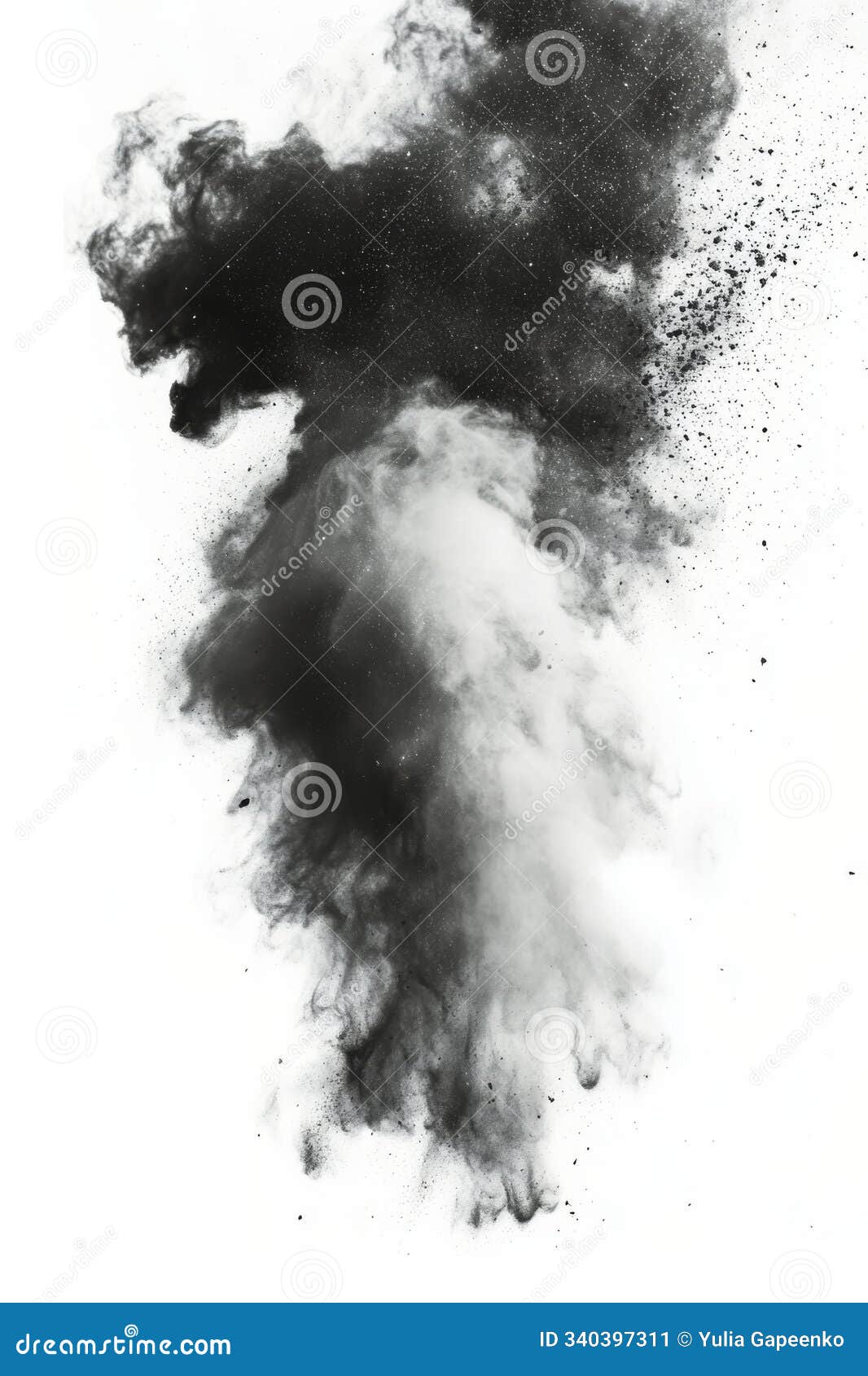 Black Powder Explosion Creating a Dramatic Burst Effect Against a White ...