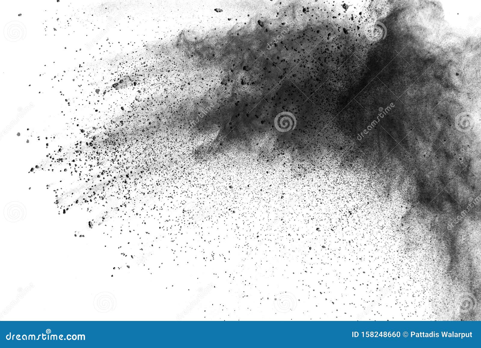 Black Powder Explosion. the Particles of Charcoal Splatter on White ...