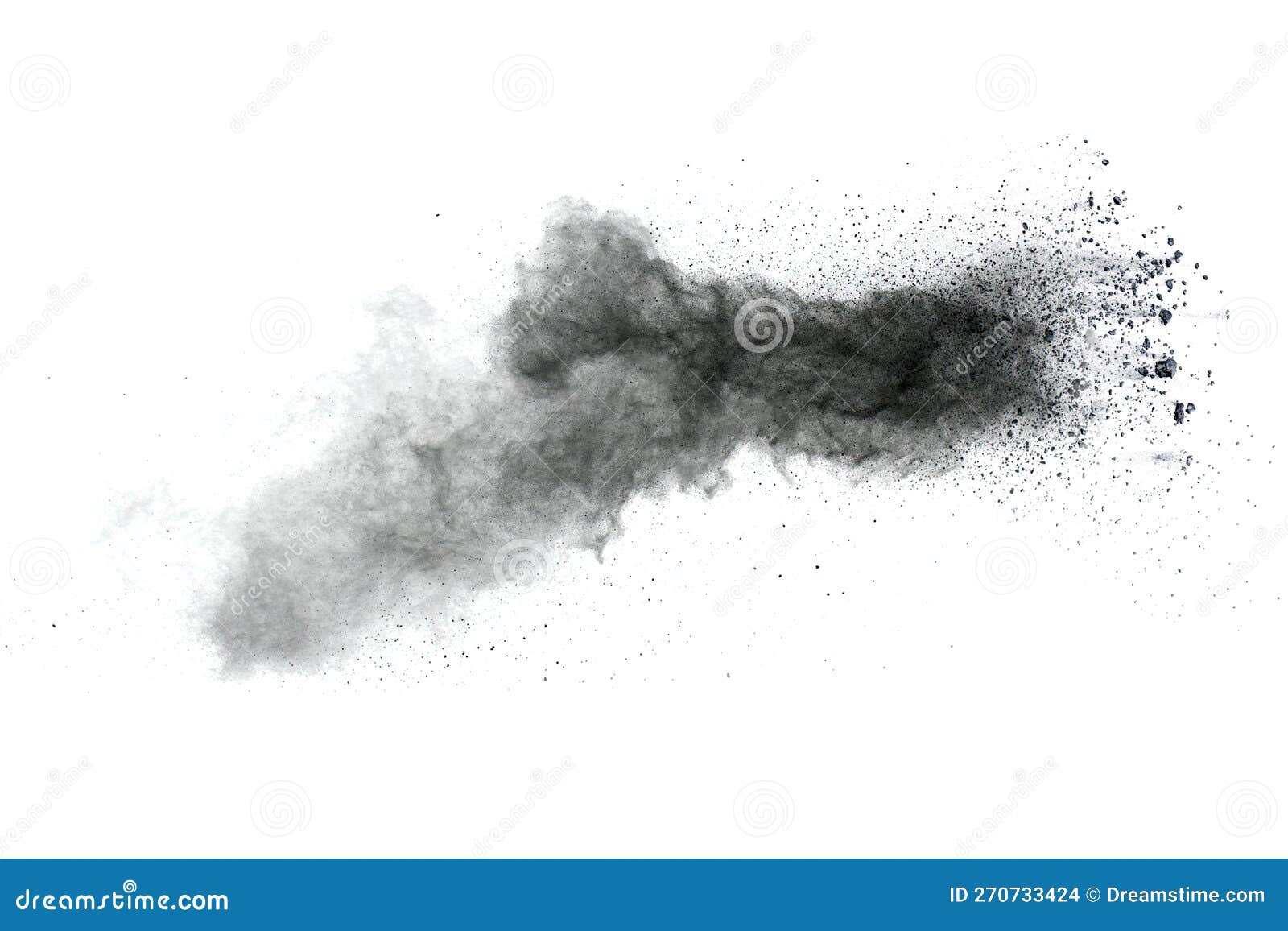 Black Powder Explosion on White Background.Black Dust Particles Splash ...