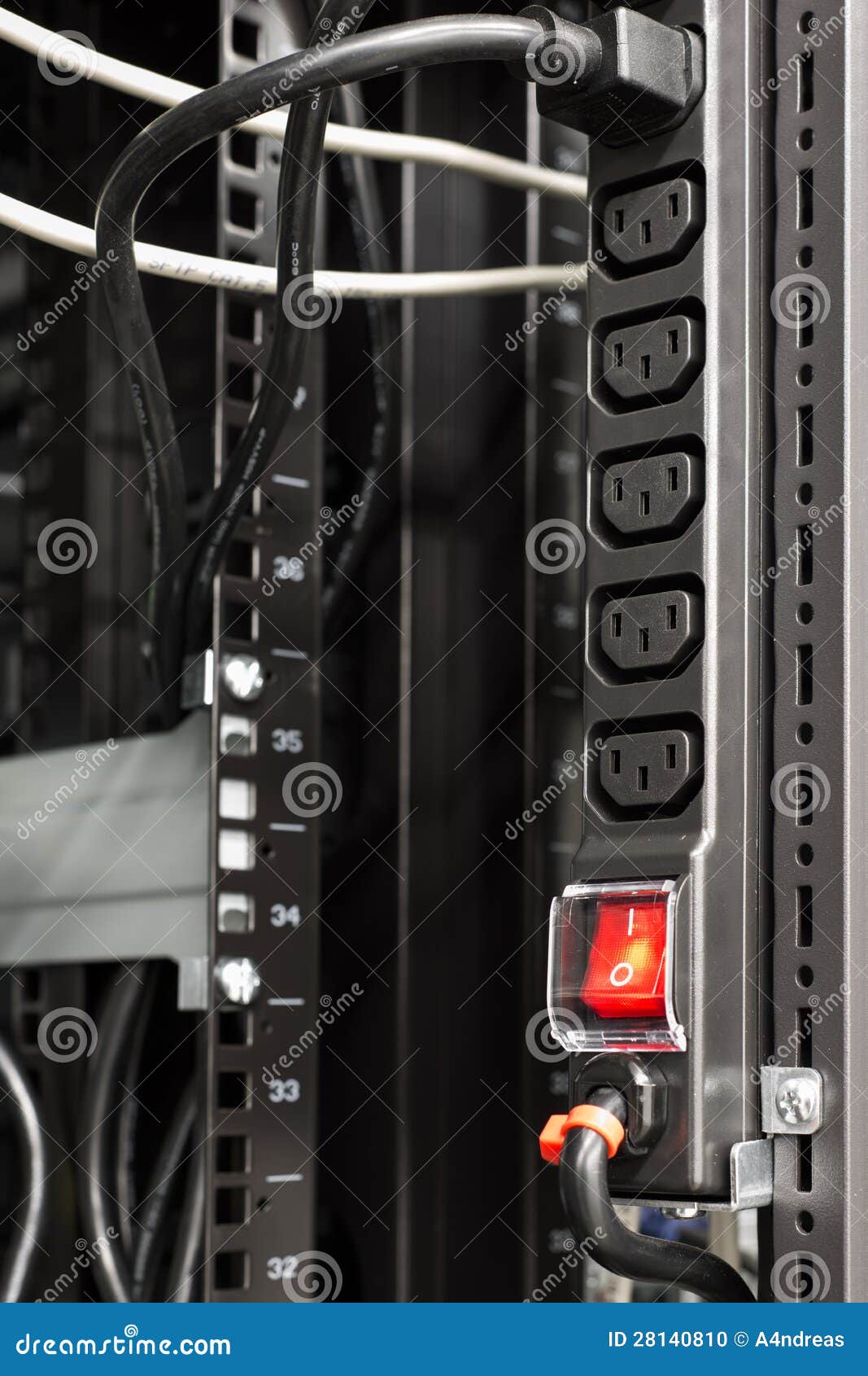 Black Power Bar in Server Rack Stock Photo - Image of server, cable ...