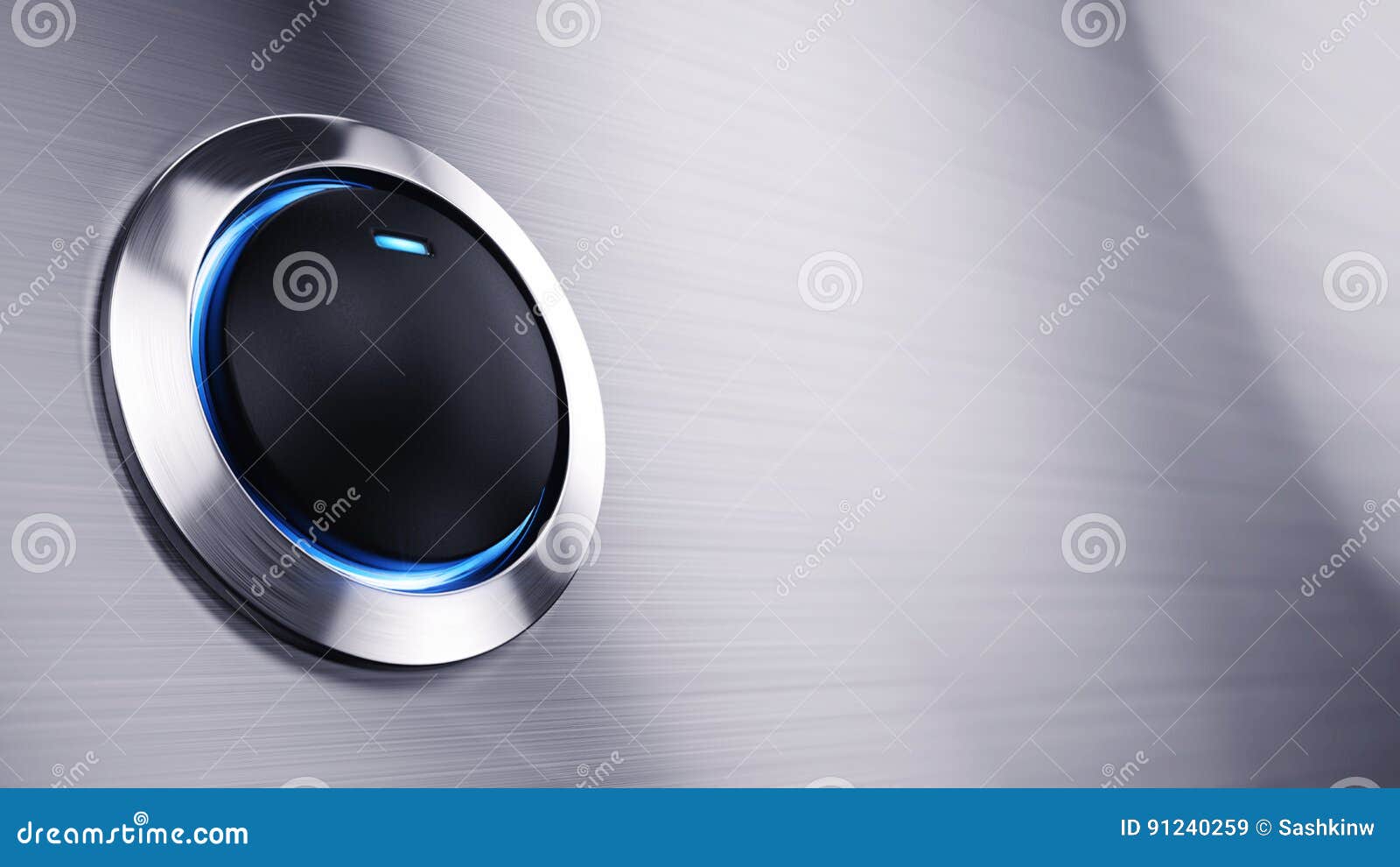 Black Power Button with Blue Led Light Stock Illustration ...