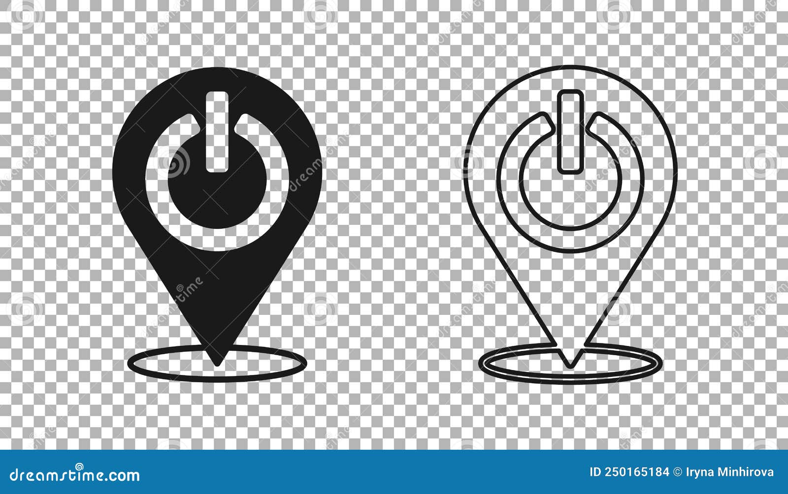 Black Power Button Icon Isolated on Transparent Background. Start Sign ...