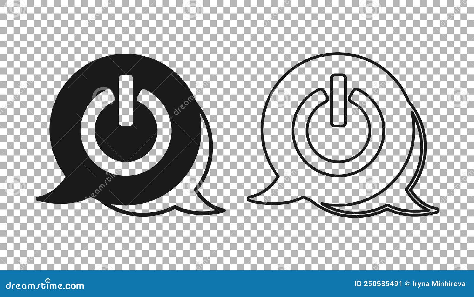 Black Power Button Icon Isolated on Transparent Background. Start Sign ...