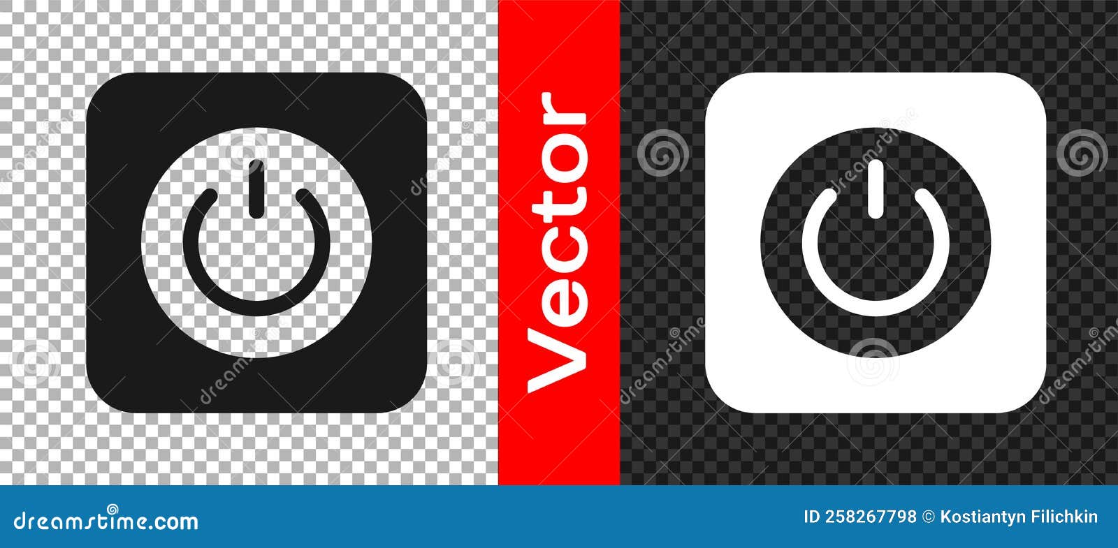 Black Power Button Icon Isolated on Transparent Background. Start Sign ...