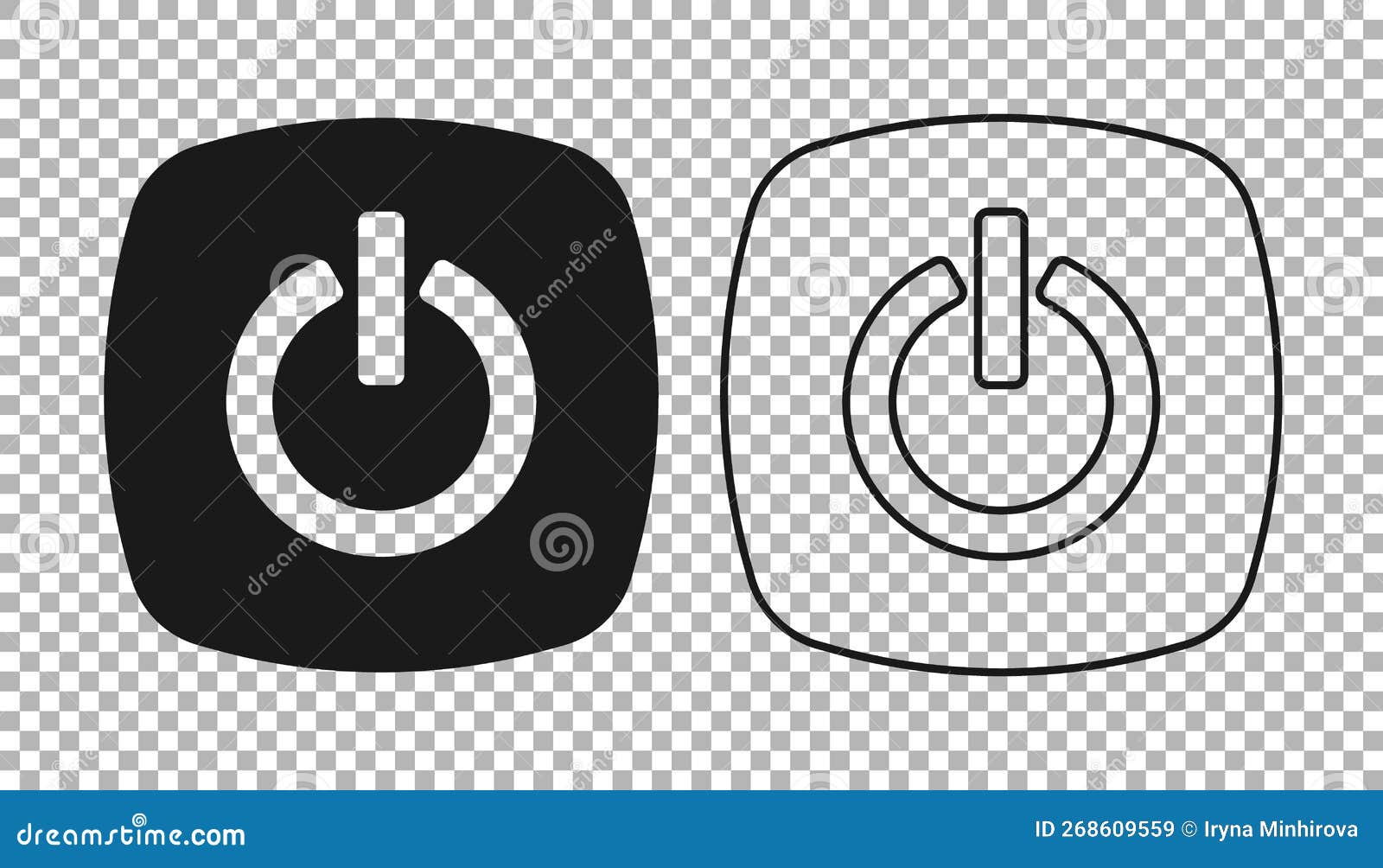 Black Power Button Icon Isolated on Transparent Background. Start Sign ...