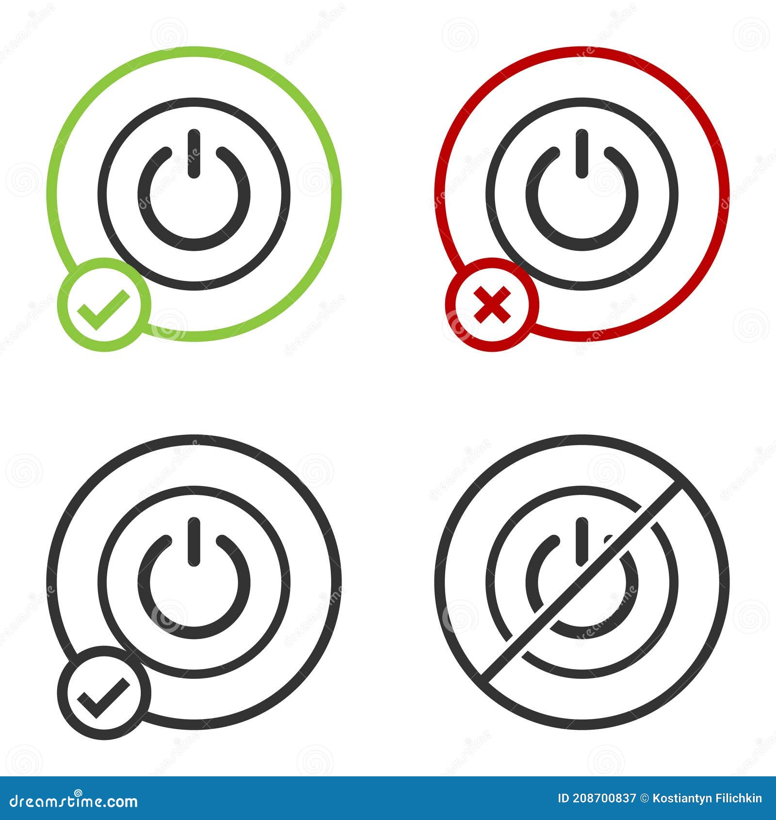 Black Power Button Icon Isolated on White Background. Start Sign ...